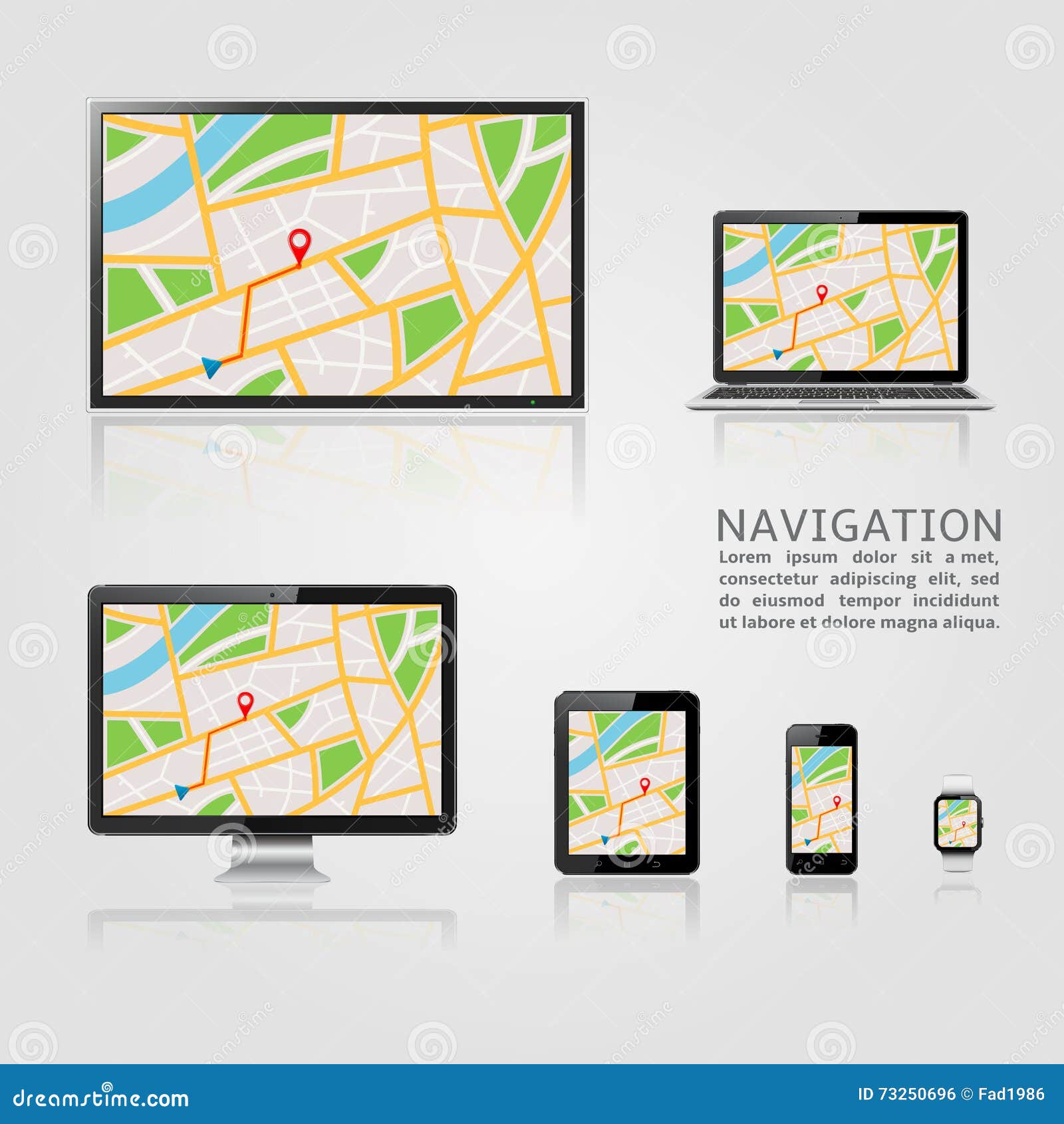GPS Navigation Template stock vector. Illustration of notebook - 73250696