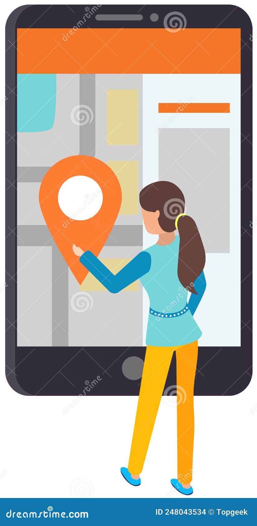 Gps Navigation, Tracking with Mobile Application. Person Looking at Map ...