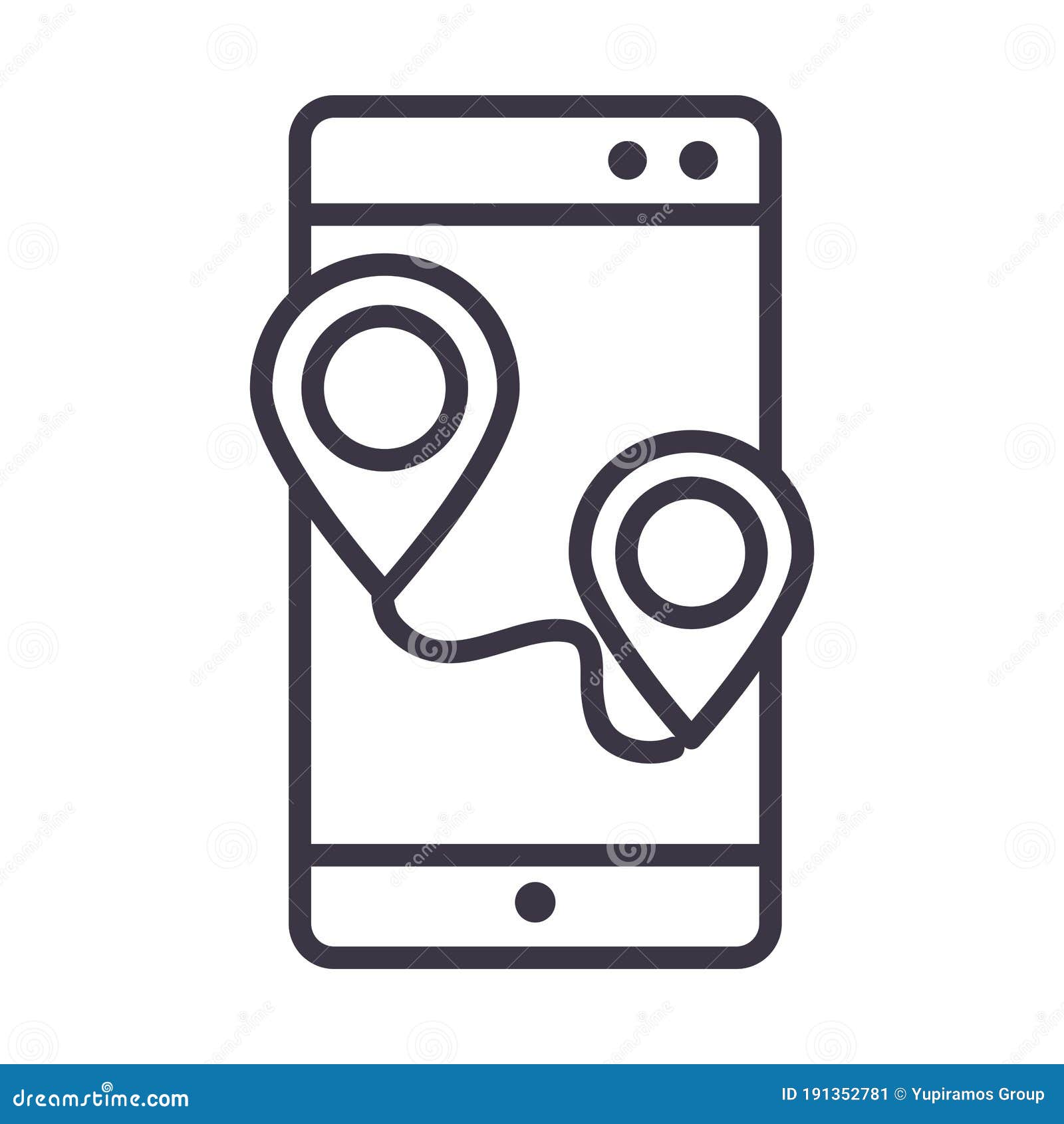 Gps Navigation Tracking Pointer Smartphone Device Technology Thin Line ...