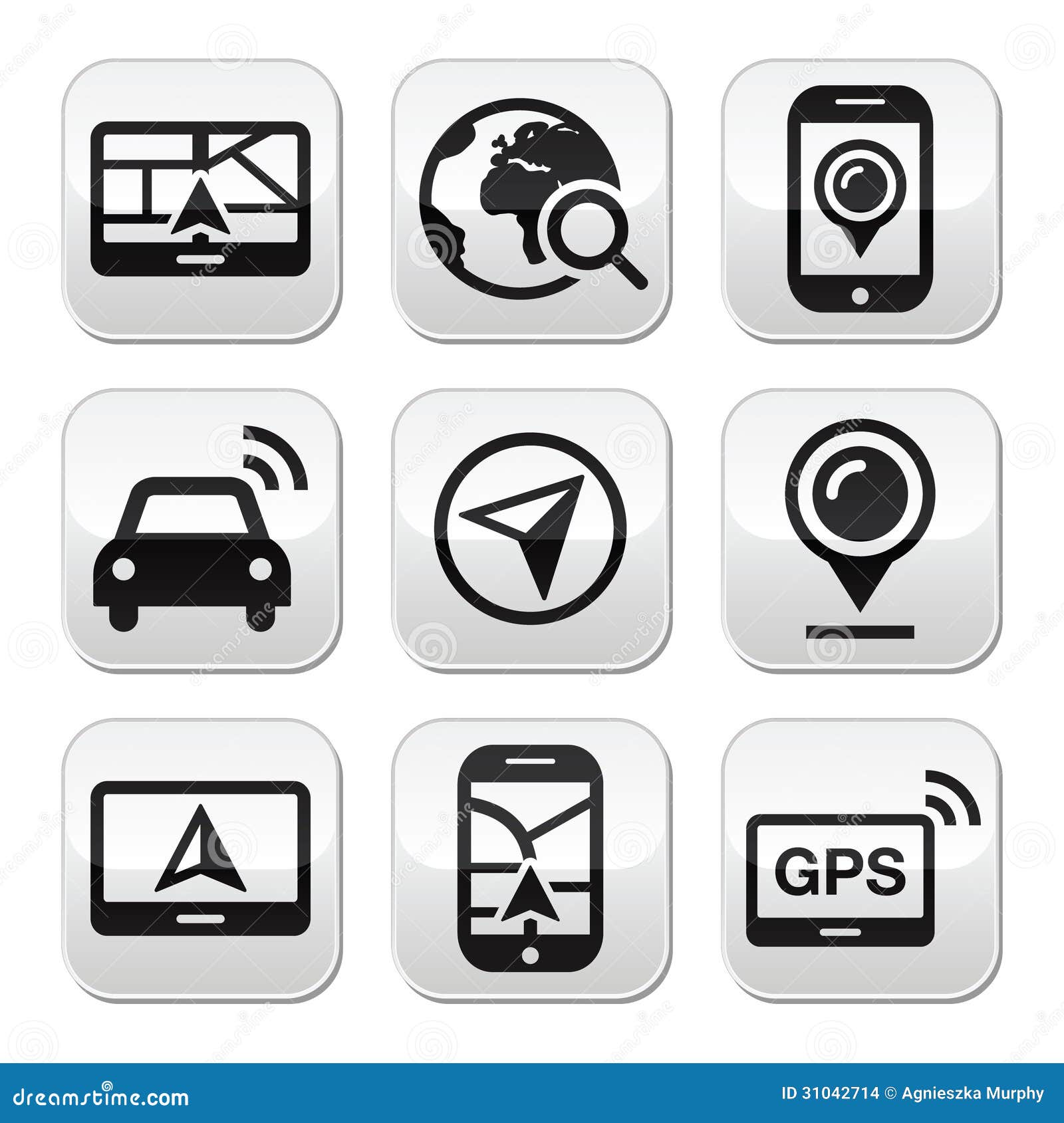 GPS, Navigation Travel Buttons Set Stock Illustration - Illustration of ...
