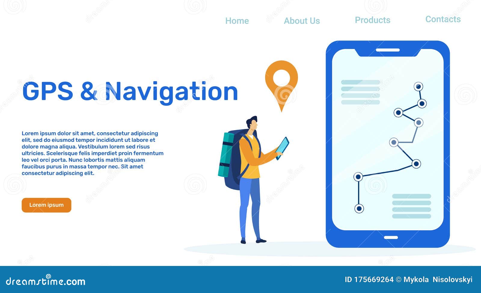 GPS and Navigation Vector Landing Page Template Stock Vector ...