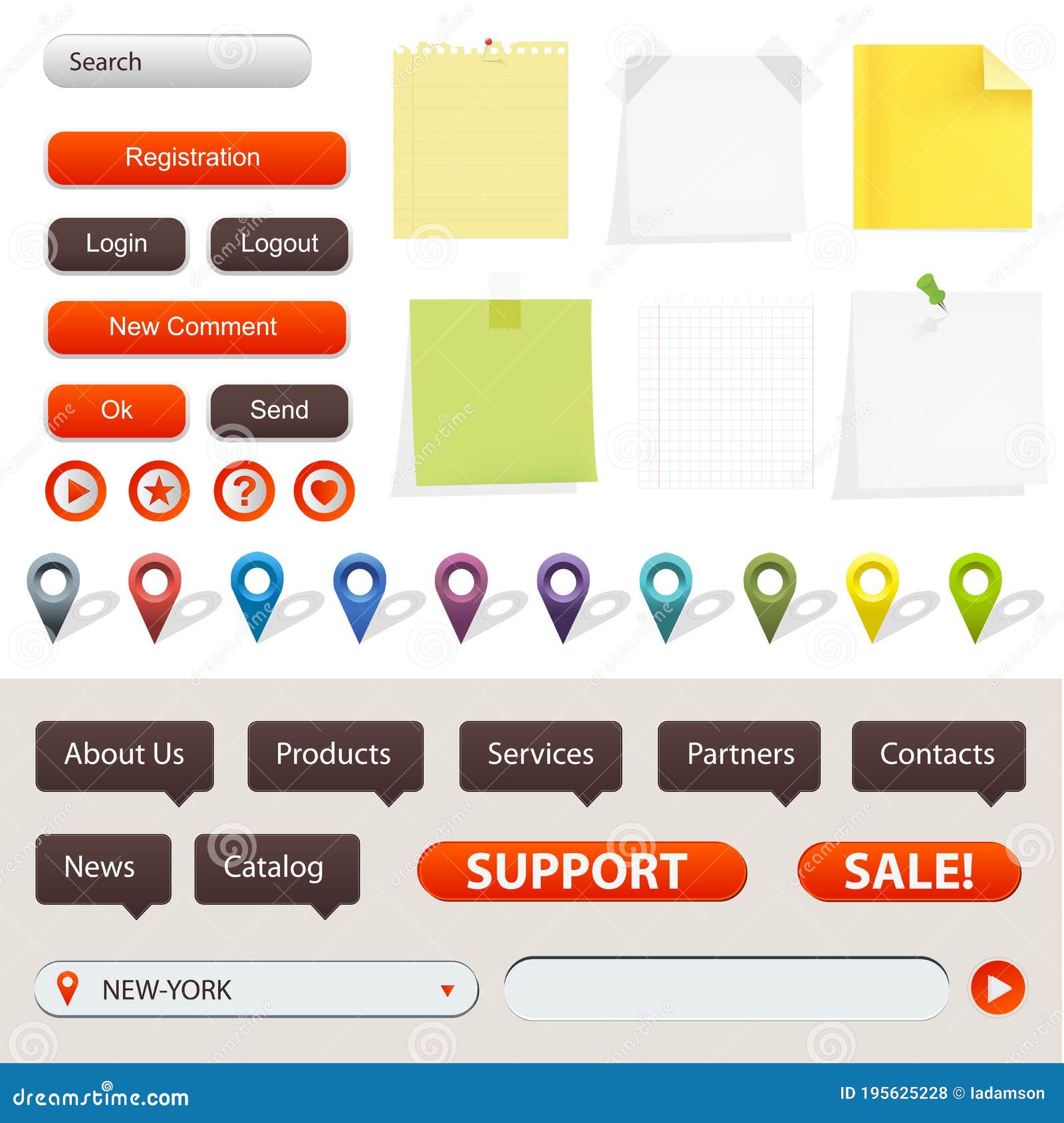 GPS Navigation and Website Elements Stock Vector - Illustration of ...