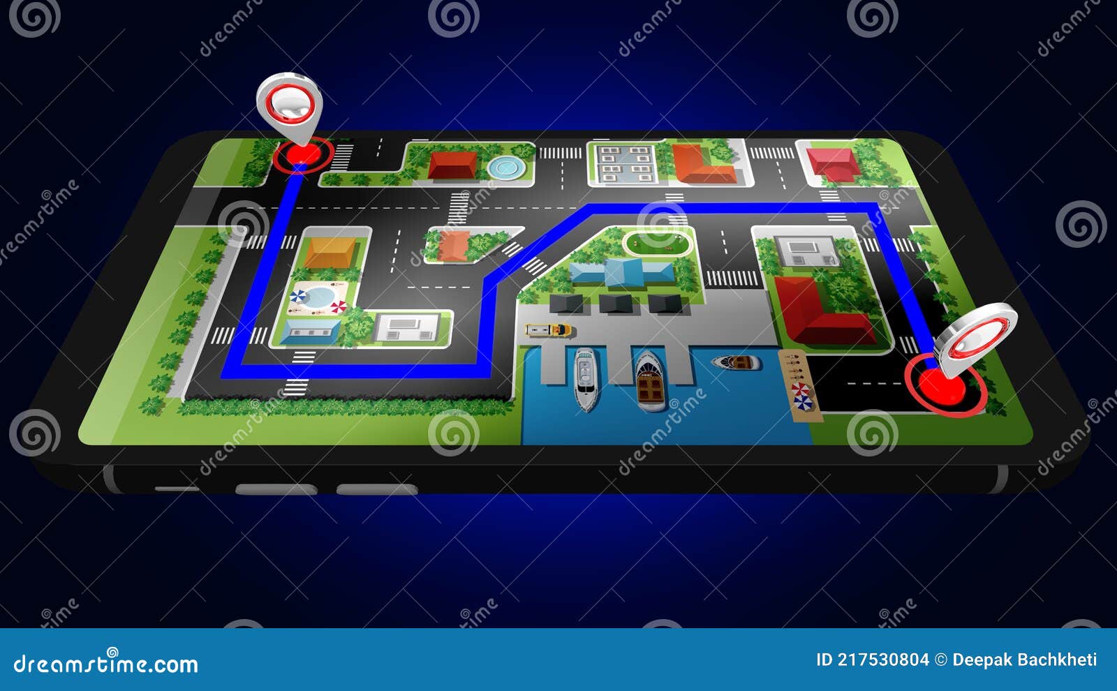 GPS Navigation Working Concept Mobile Device Stock Illustration ...