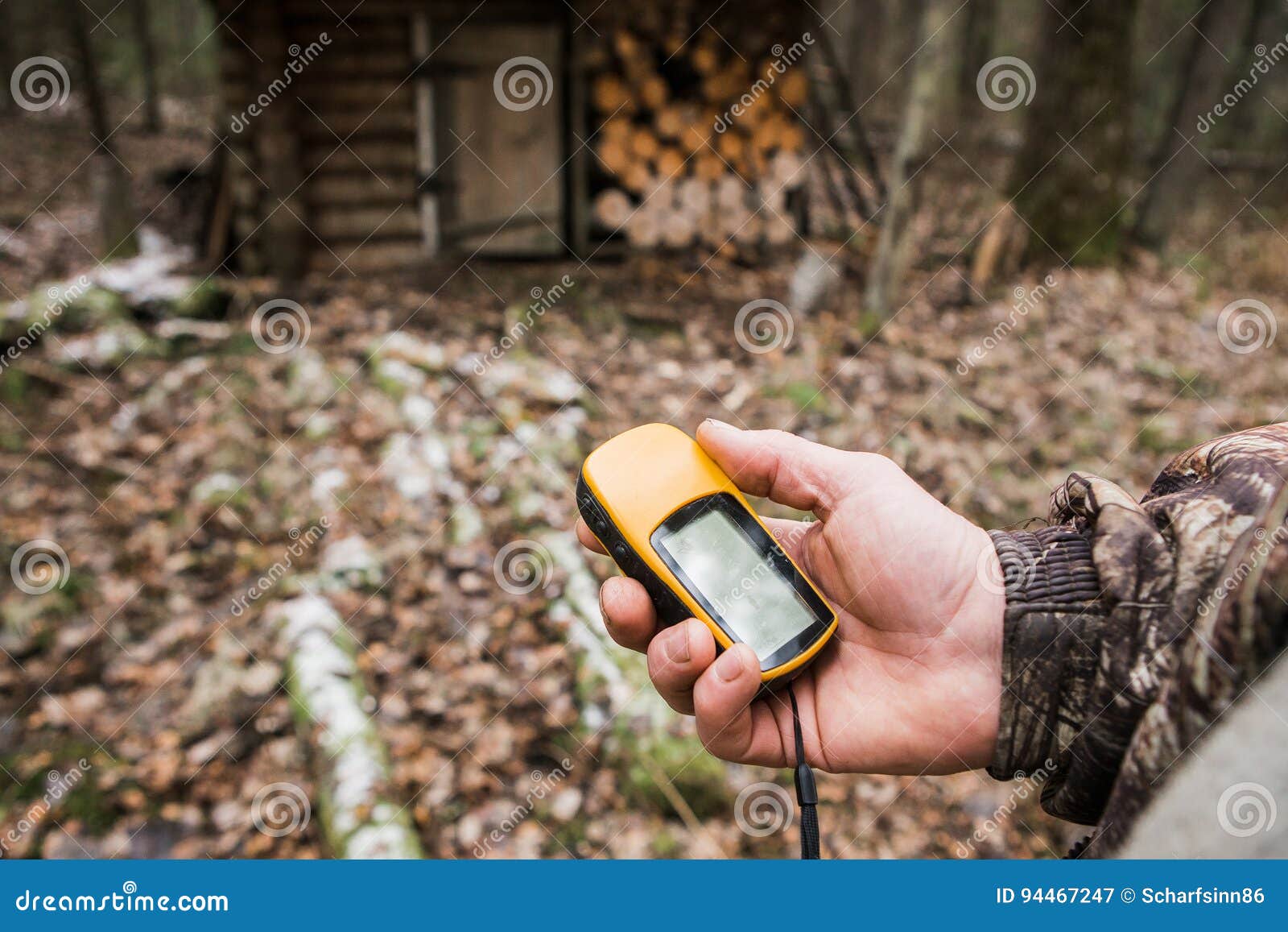 GPS Navigator in the Forest Stock Image - Image of longitude ...