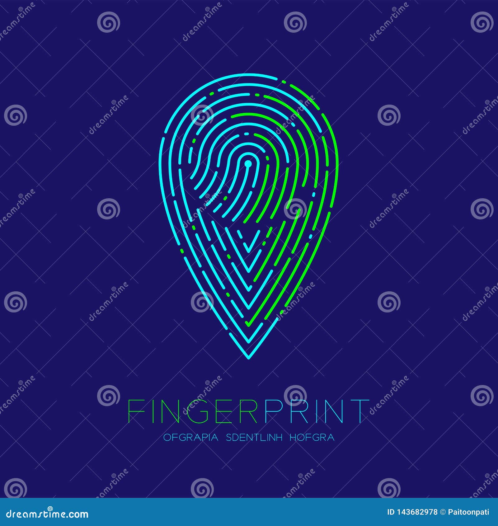 GPS Navigator Icon Shape Fingerprint Scan Pattern Logo Dash Line ...