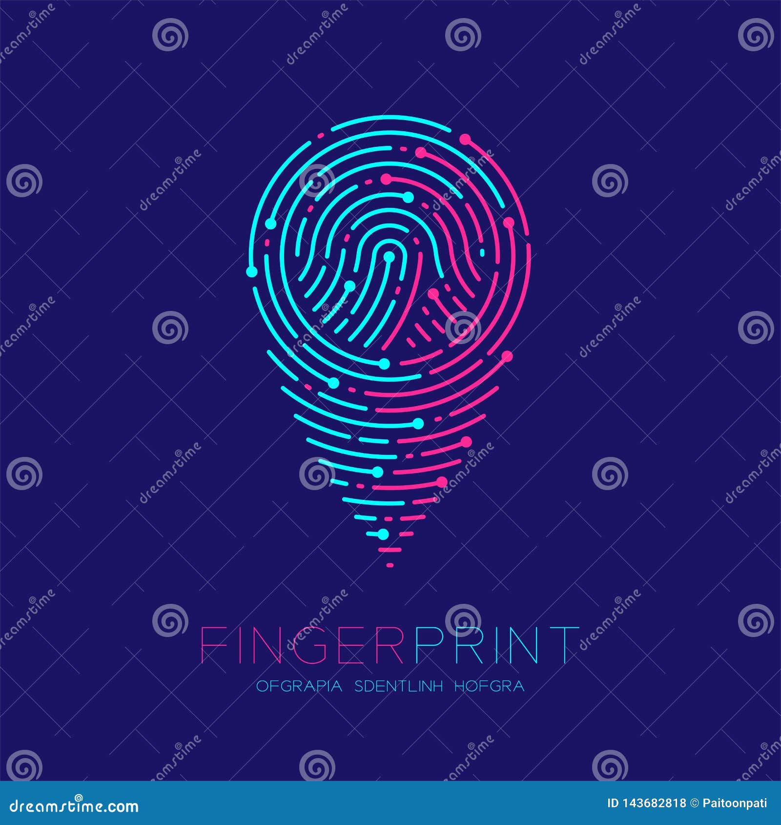 GPS Navigator Icon Shape Fingerprint Scan Pattern Logo Dash Line ...