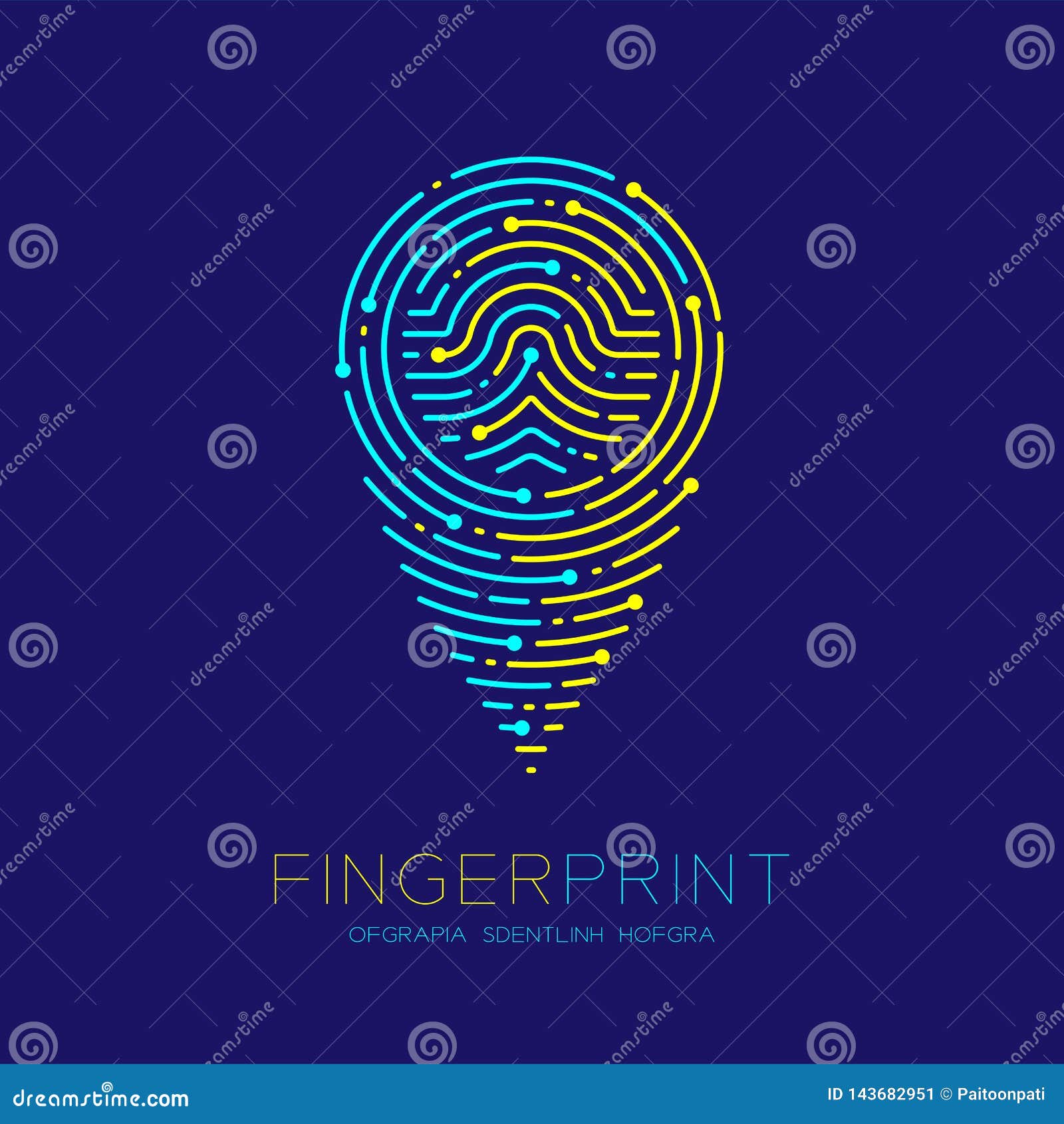 GPS Navigator Icon Shape Fingerprint Scan Pattern Logo Dash Line ...