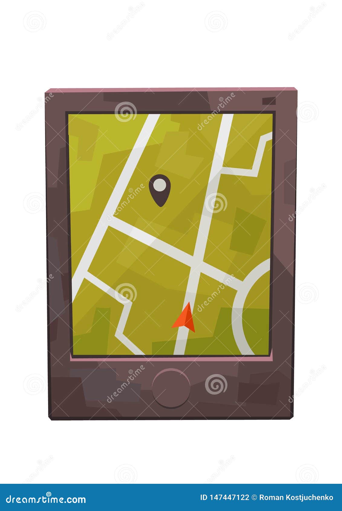 Gps Navigator Interface with Map and Place Pin Stock Vector ...