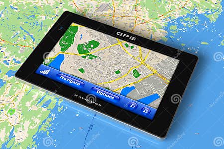 GPS navigator on map stock illustration. Illustration of road - 16862005