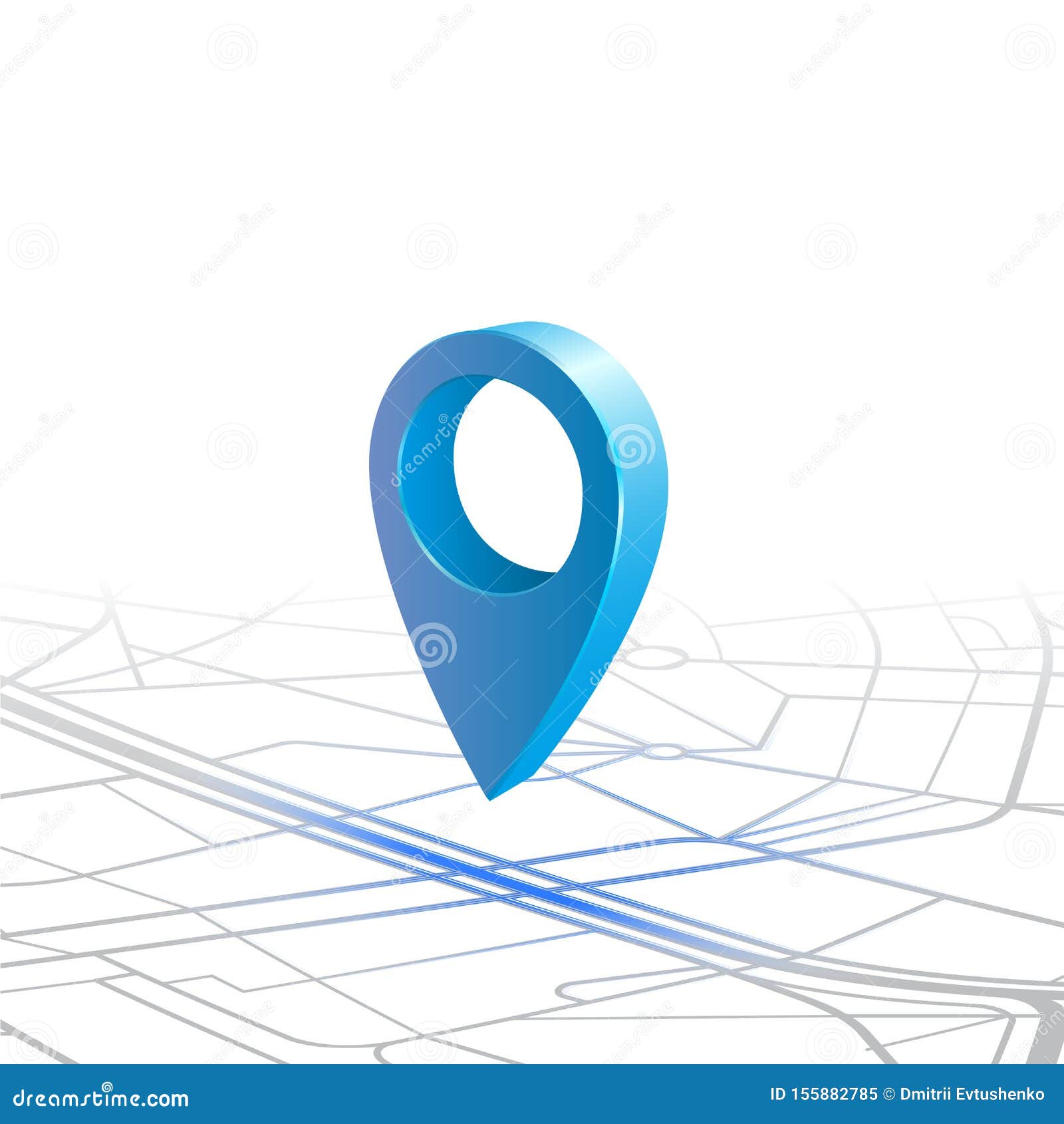 GPS Navigator Pin Checking Blue Color on Map Stock Vector ...