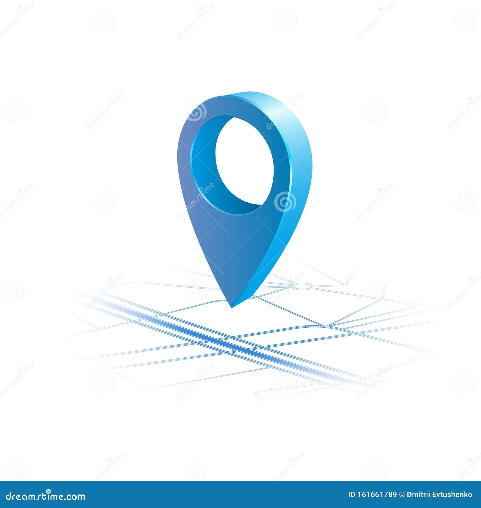 GPS Navigator Pin Checking Blue Color on Map Stock Vector ...