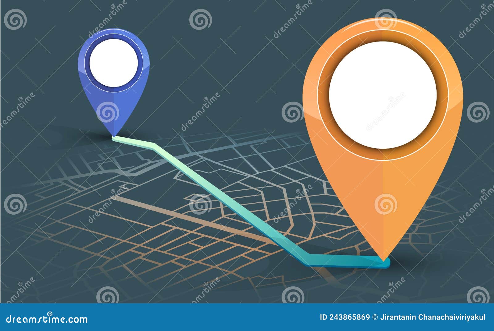 GPS Navigator Point To Point on Map Stock Vector - Illustration of line ...