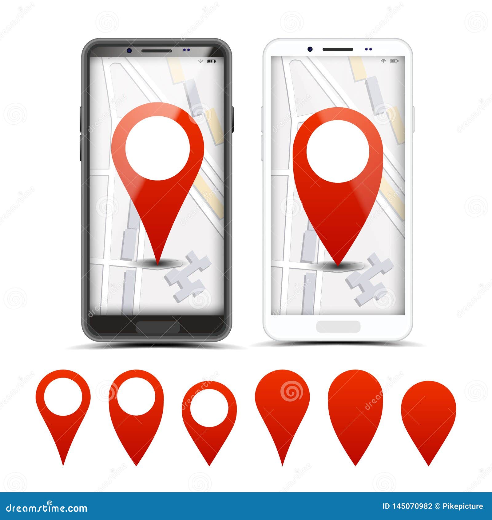 Gps Navigator Red Pointers Vector Markers Set Stock Vector Illustration Of Phone Poster
