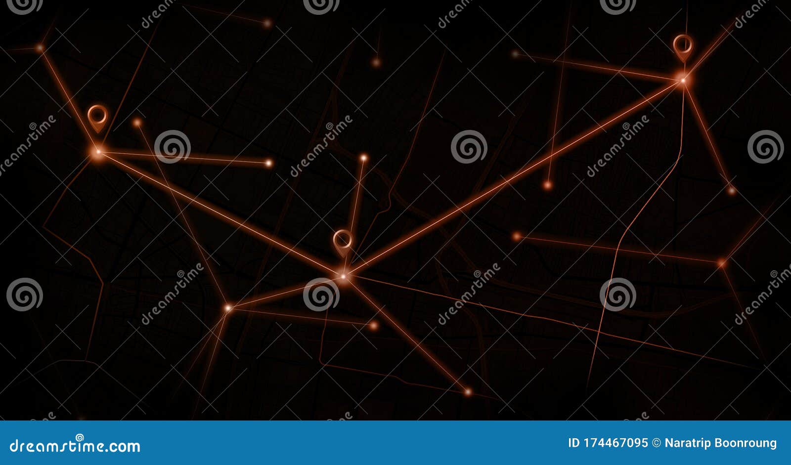 GPS.navigator Shining Pins Simulates the Map on a Modern Black ...