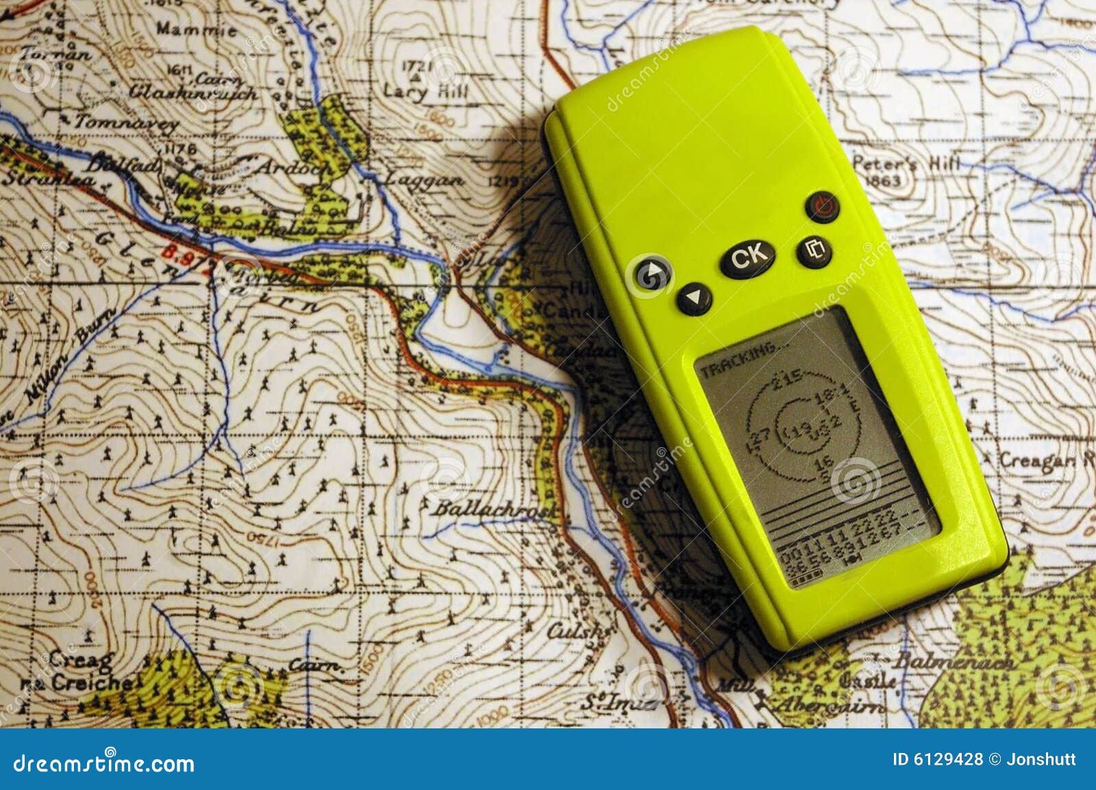 GPS no mapa velho foto de stock. Imagem de global, satélite - 6129428