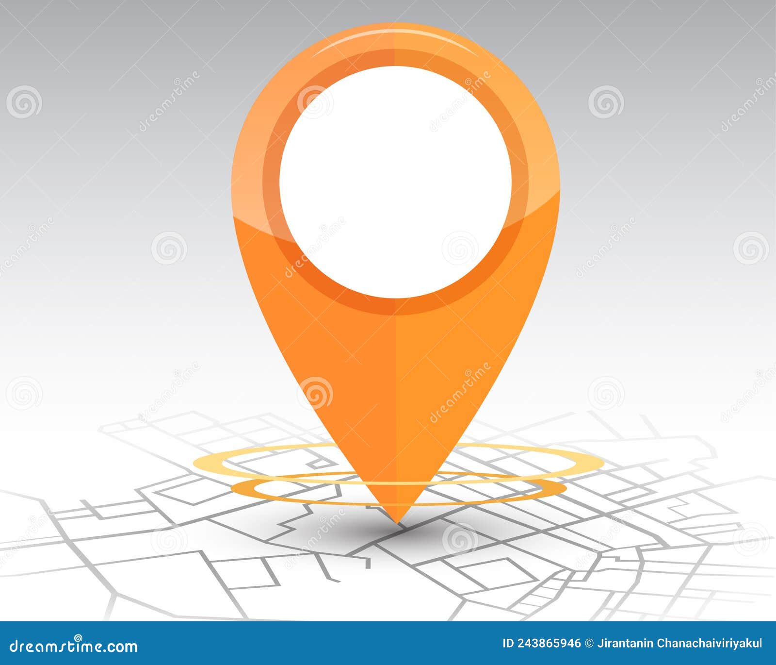 GPS Pin Checking Location Orange Color on Map Stock Vector ...