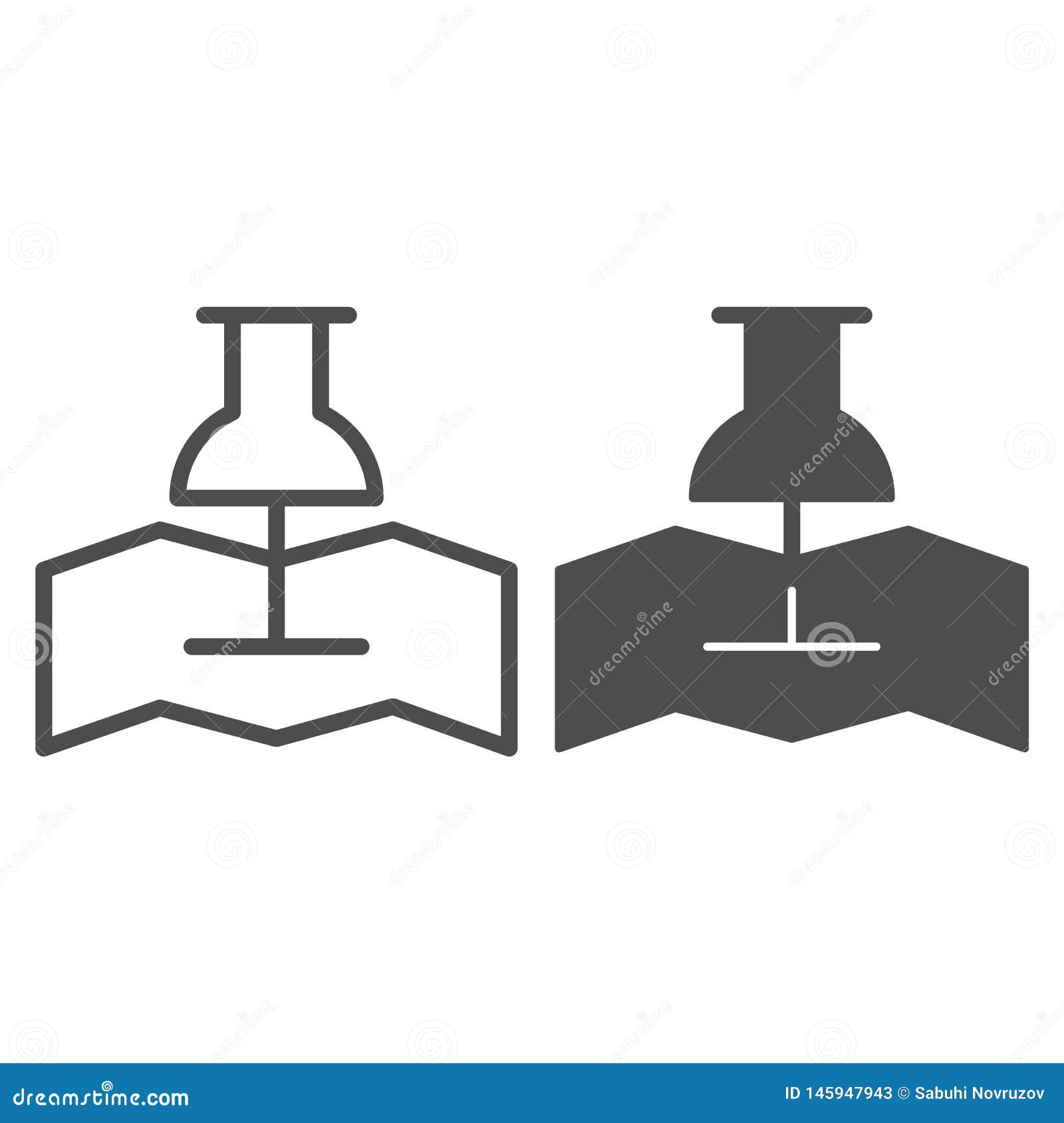 Gps Pin Line and Glyph Icon. Map Pointer Vector Illustration Isolated ...
