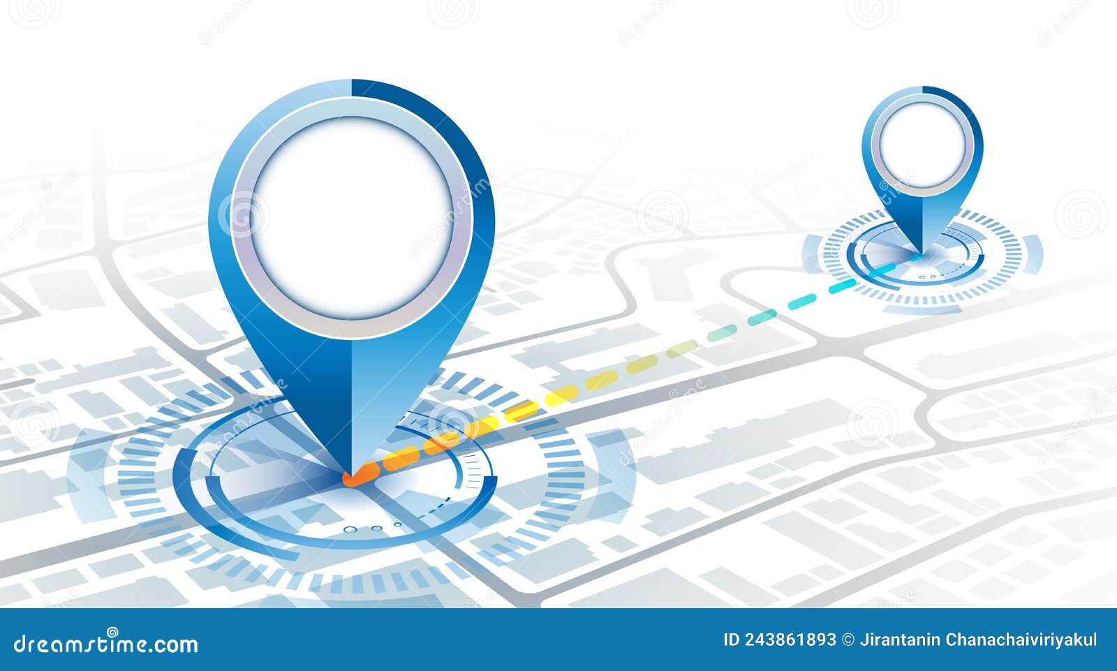 Gps Pin 2 Point Mockup with Hud Element Digital Concept in Gradient ...