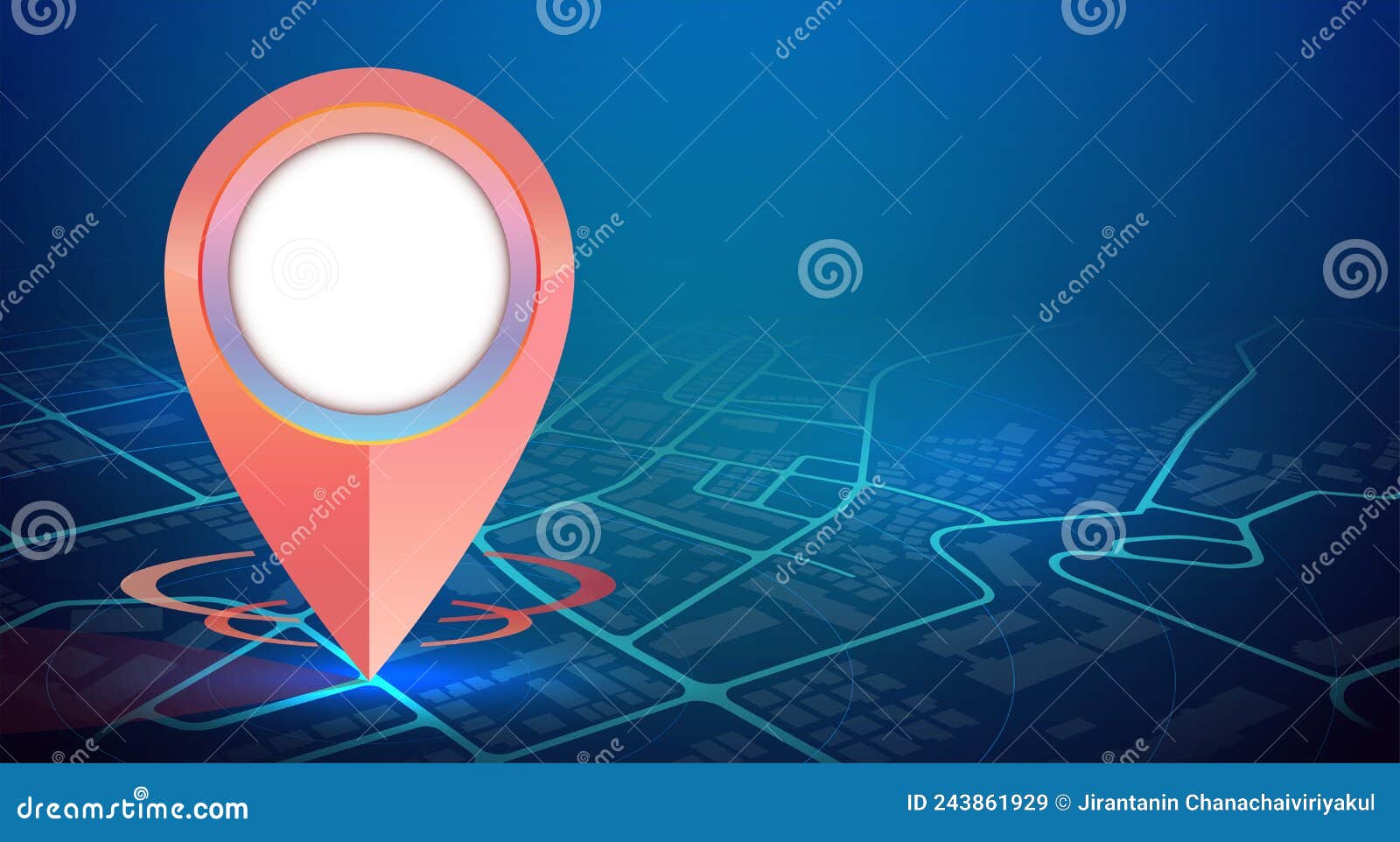 GPS Pin Showing on City Map in Digital Technology Stock Vector ...