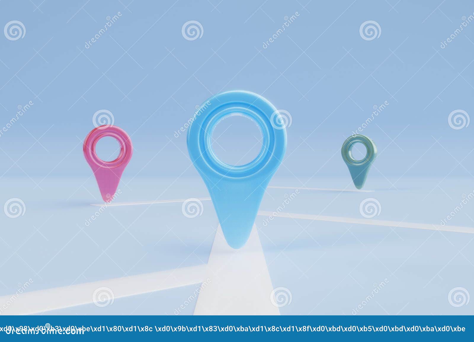 GPS Point on the Map on a Blue Background. 3d Render Stock Illustration ...