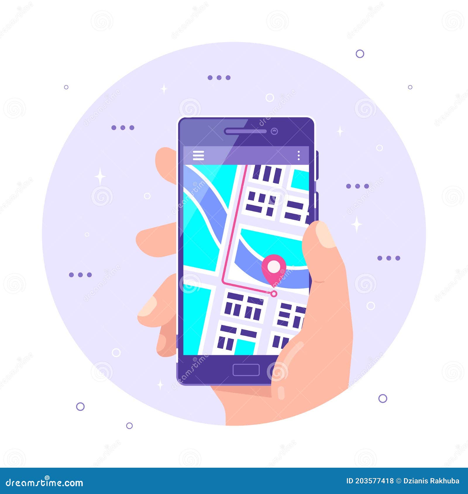 GPS Positioning, Mobile Navigation Banner, Flat Design Vector Stock ...