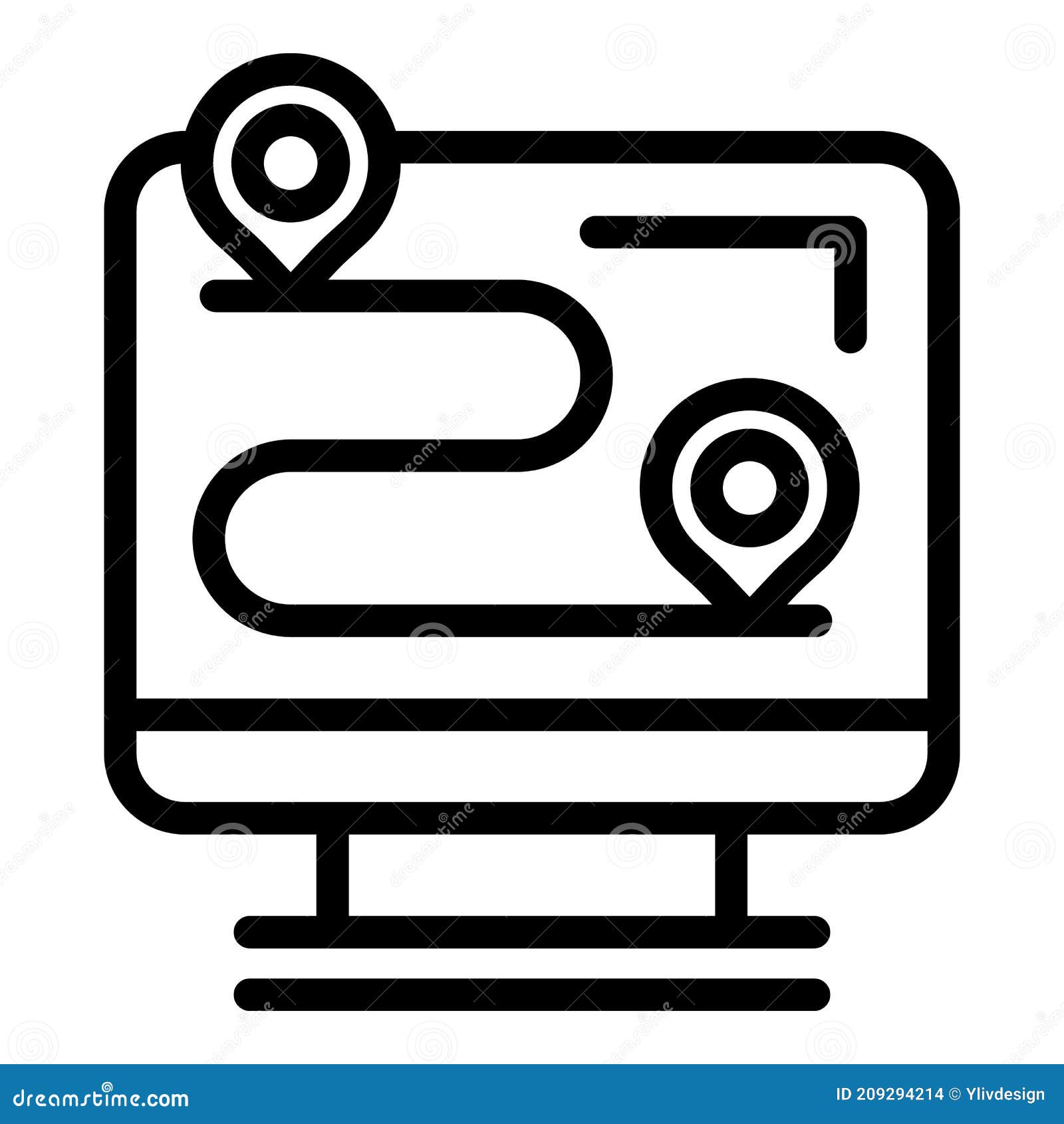 Gps Route Icon, Outline Style Stock Vector - Illustration of road ...