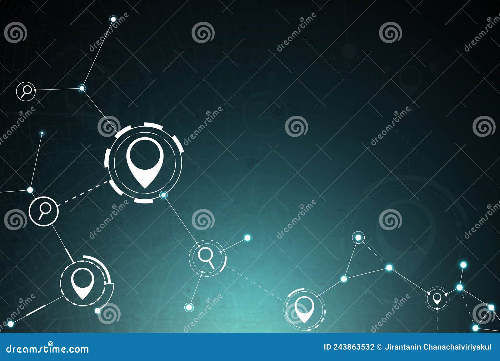 Gps and Search Icon on Map Technology Abstract Background Stock Vector ...