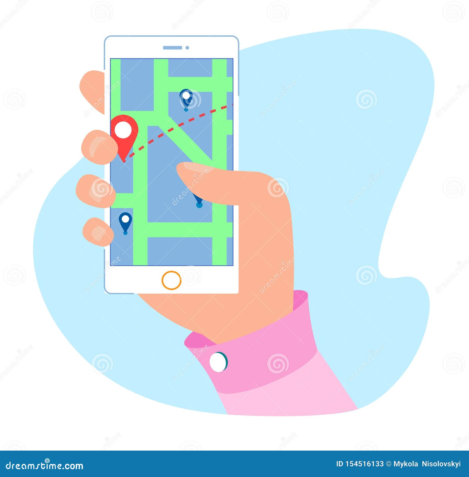 GPS Service and Navigation Mobile Map Application Stock Vector ...