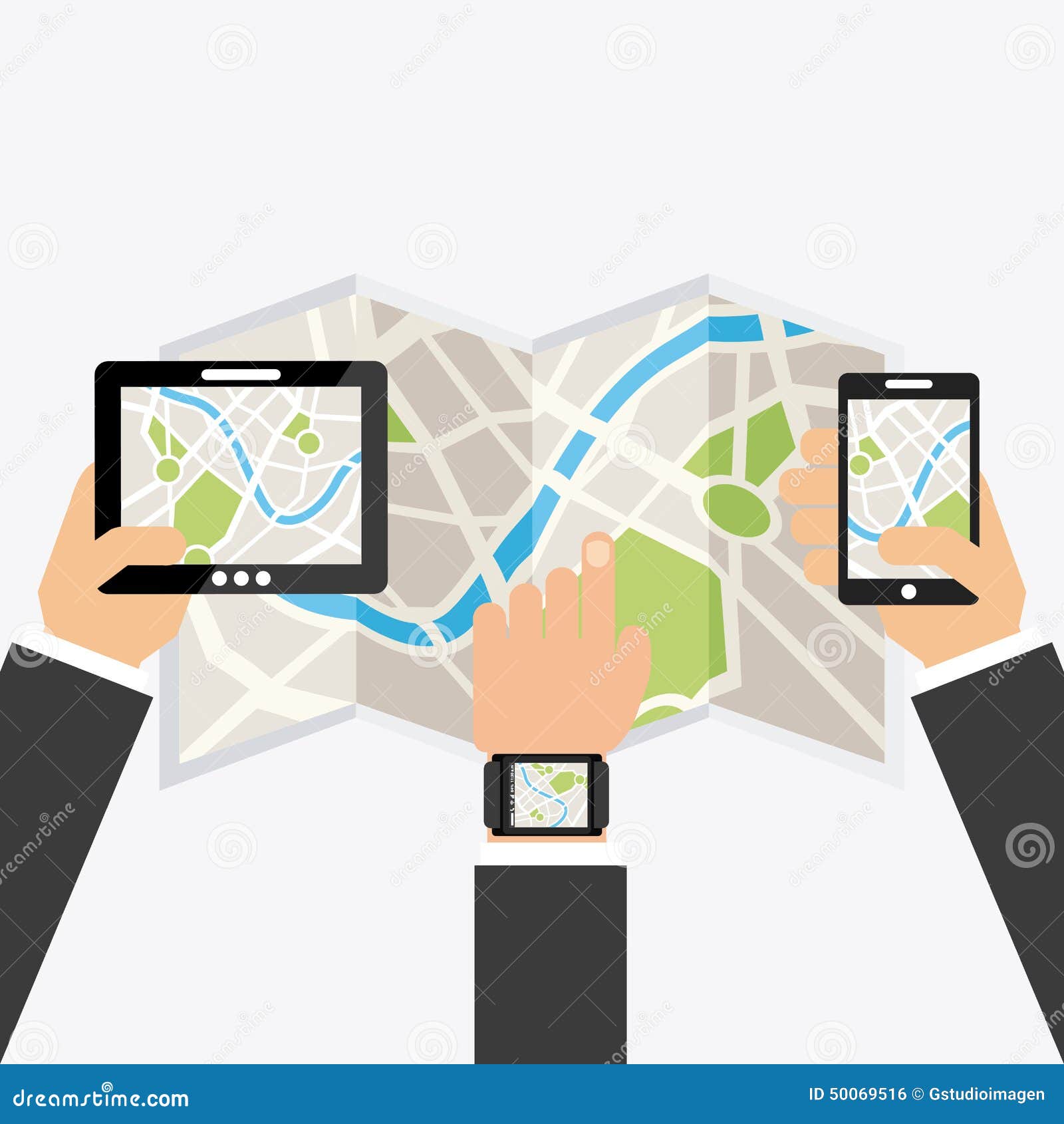 Gps signals stock vector. Illustration of pointer, road - 50069516