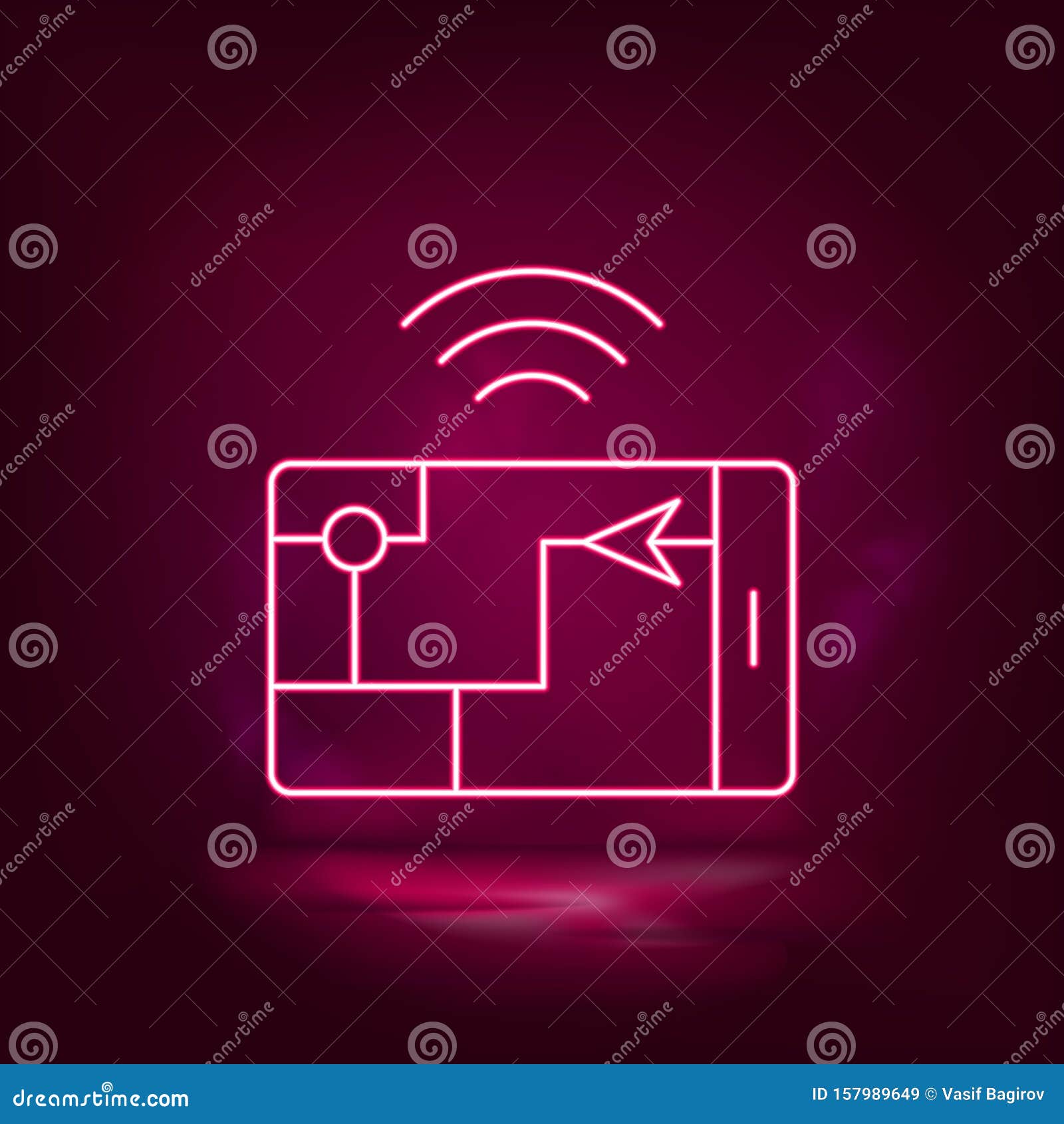 Gps, Smart, Location Neon Icon - Artificial Intelligence. Stock Vector ...