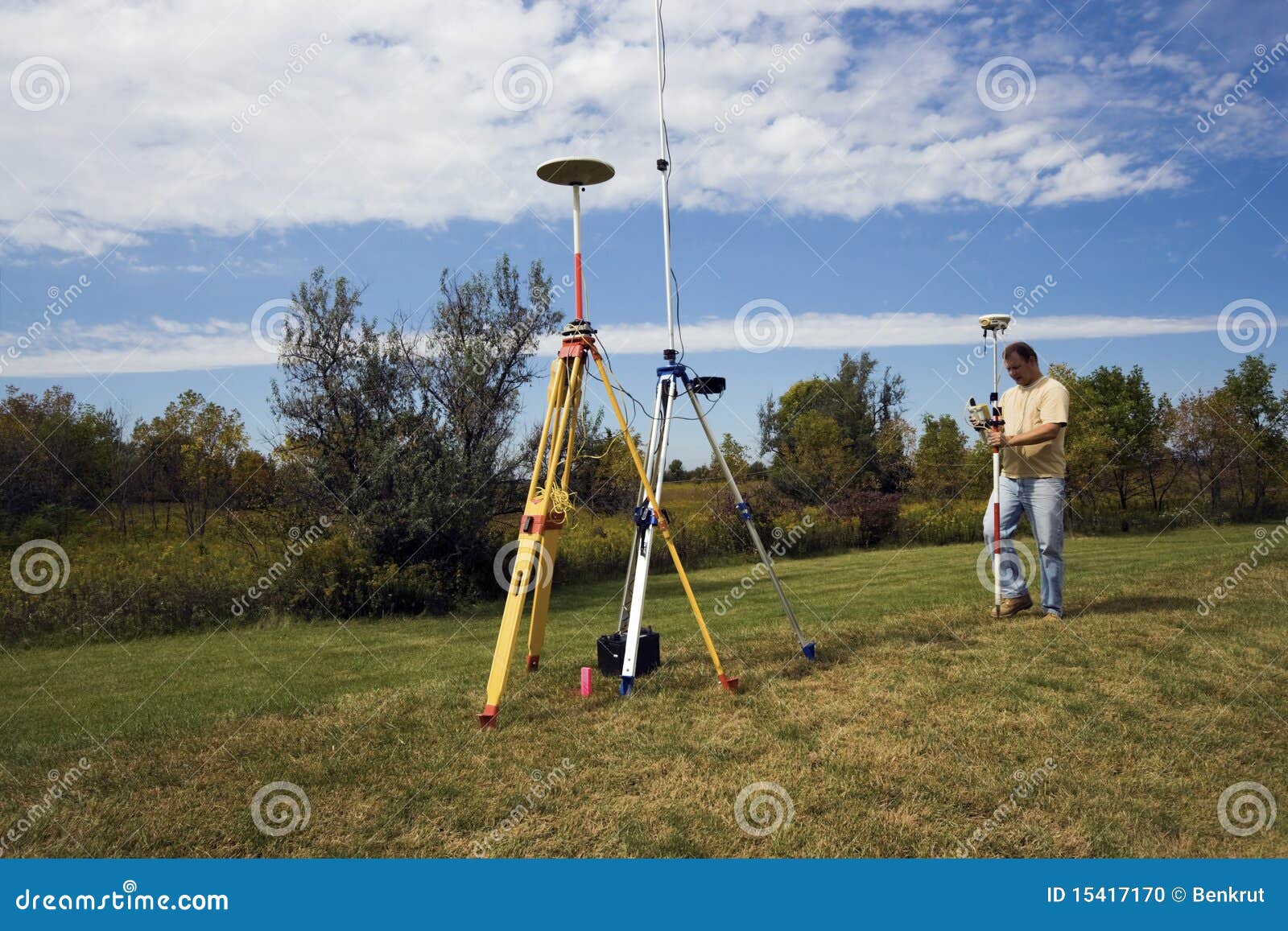 GPS survey stock photo. Image of system, tripod, measurement - 15417170