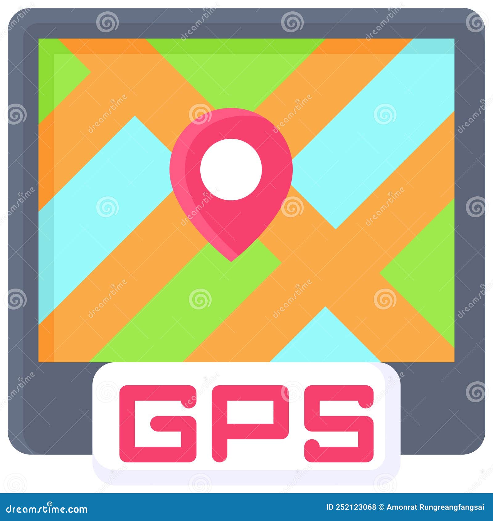GPS on Tablet Icon, Location Map and Navigation Vector Stock Vector ...