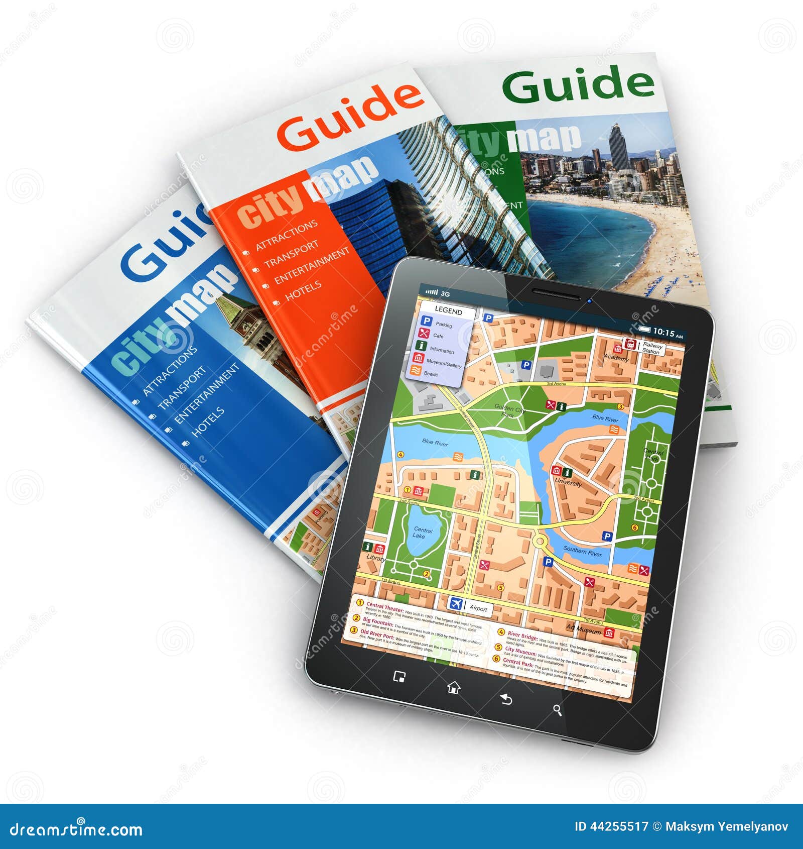 GPS Tablet Pc Navigation and Travel Guide Books. Stock Illustration ...