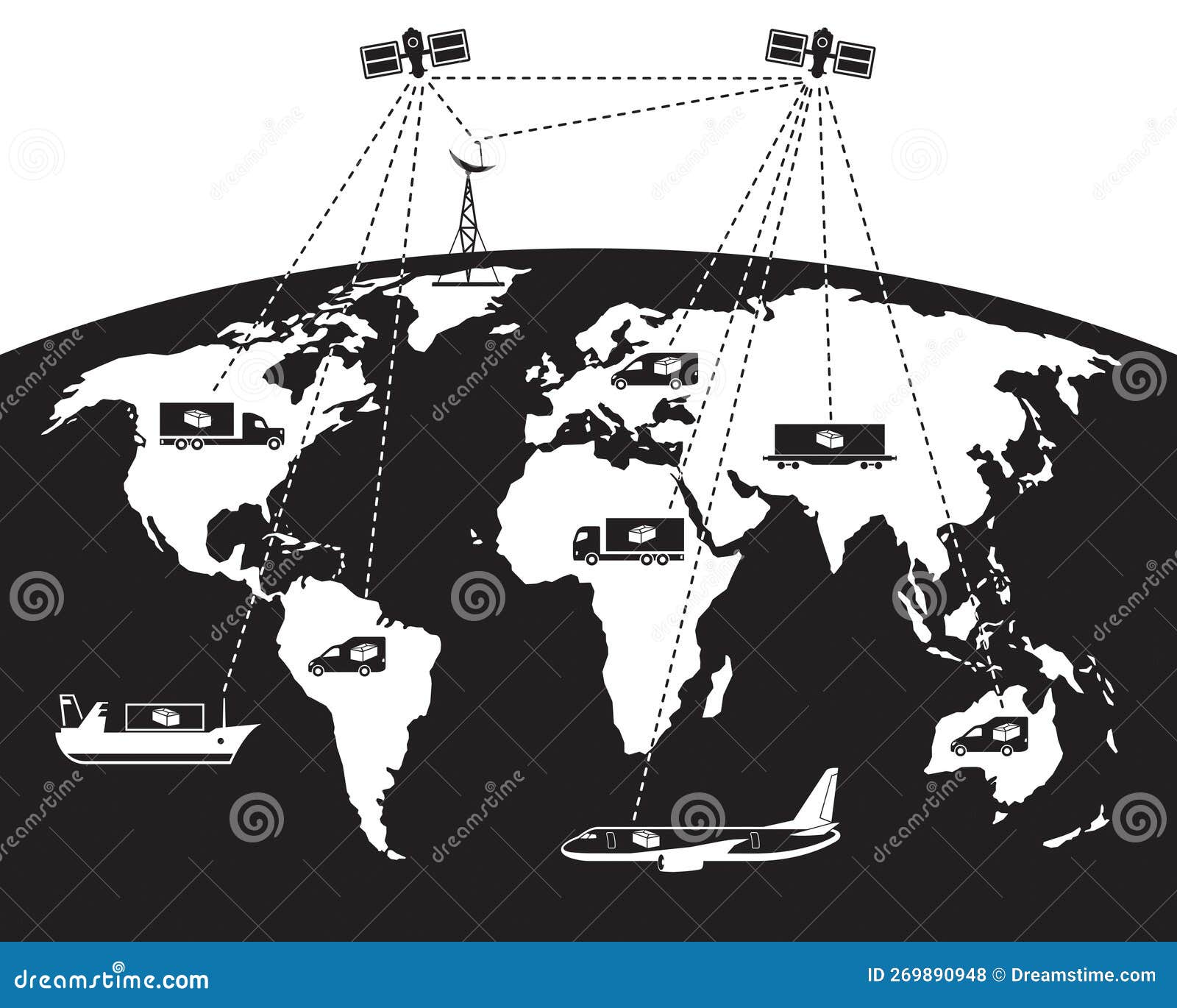 GPS Tracking of Delivery Package in the World Stock Vector ...