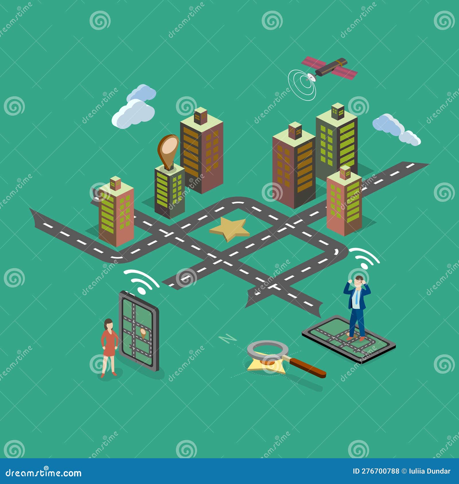 GPS Tracking Map App, Route Tracking. Vector Stock Vector ...