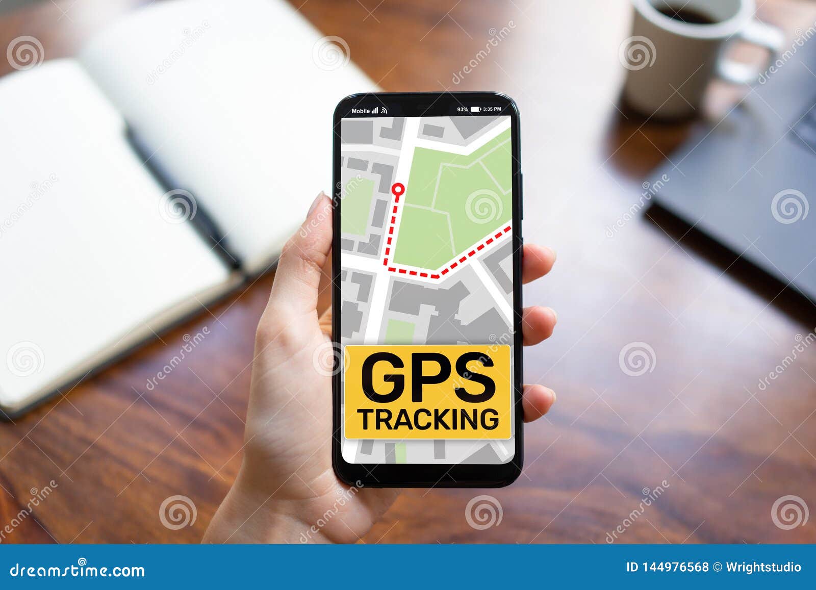 GPS Tracking Map on Smartphone Screen. Global Positioning System ...