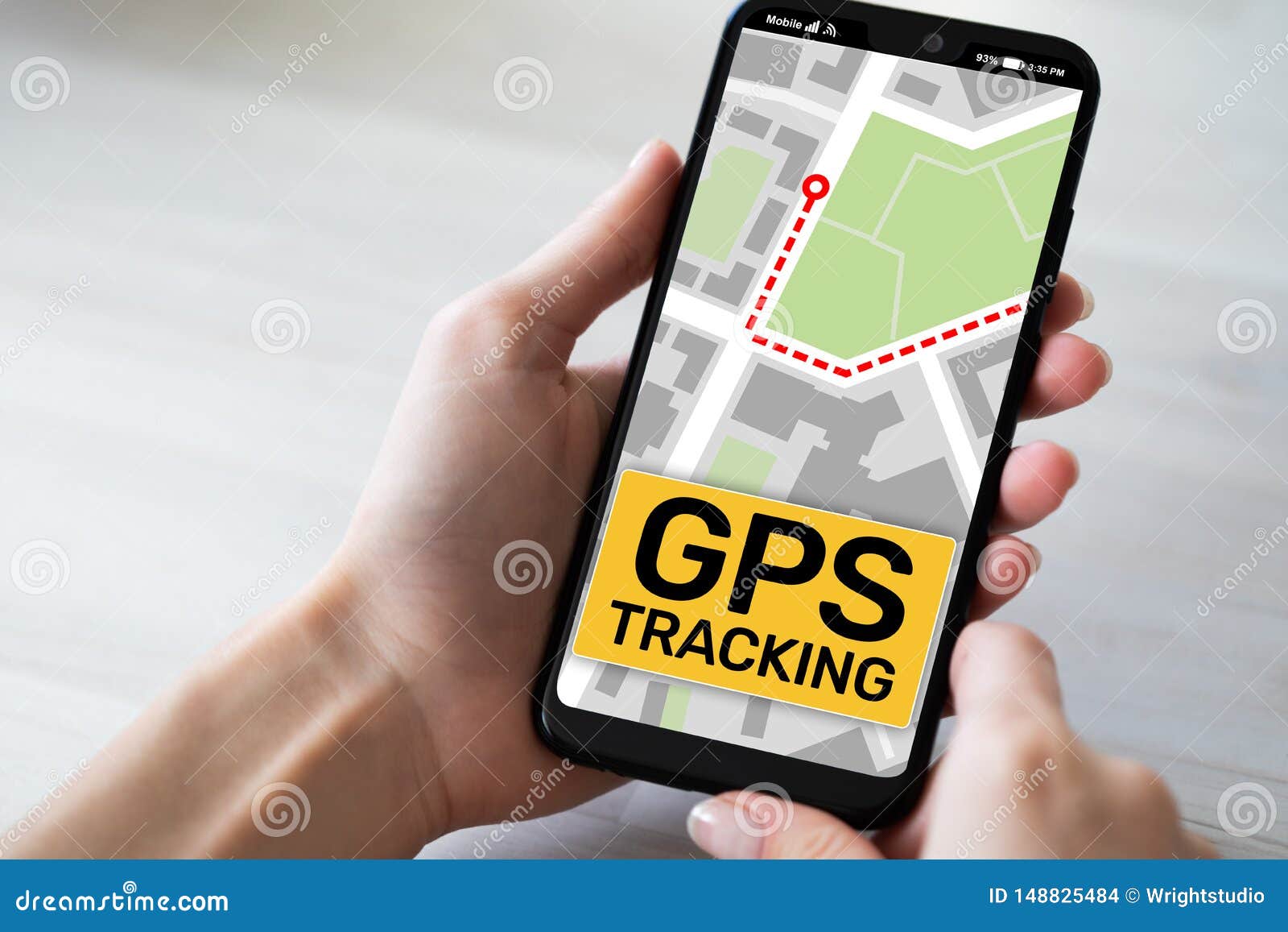 GPS Tracking Map on Smartphone Screen. Global Positioning System ...
