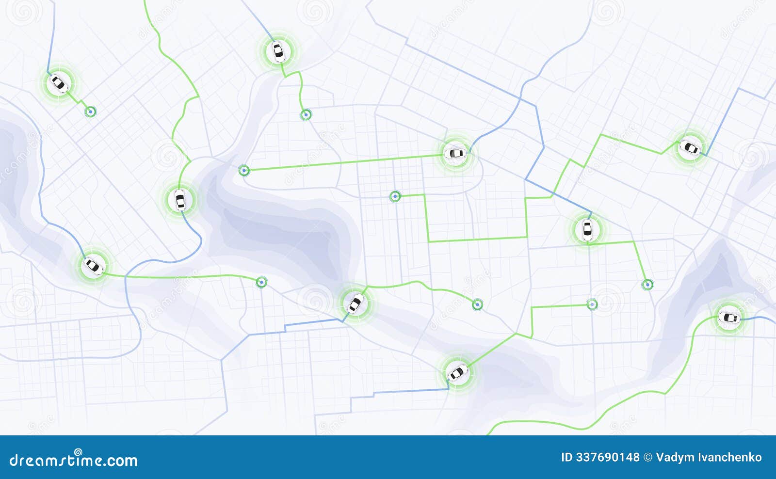 GPS Tracking System For Navigating Car Traffic. Concept Of Car With ...