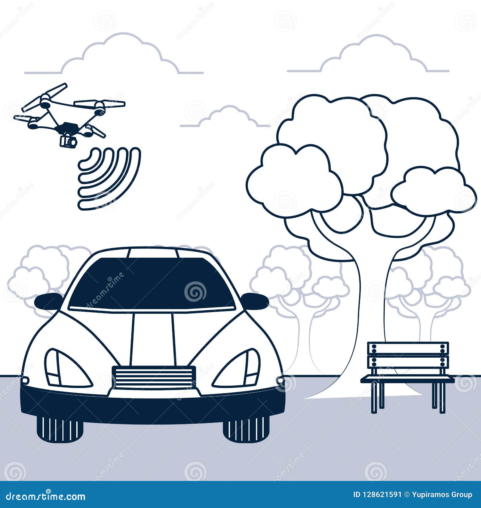 GPS tracking technology stock vector. Illustration of drone - 128621591