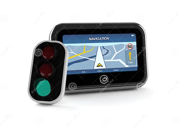 GPS with traffic light stock illustration. Illustration of signal ...