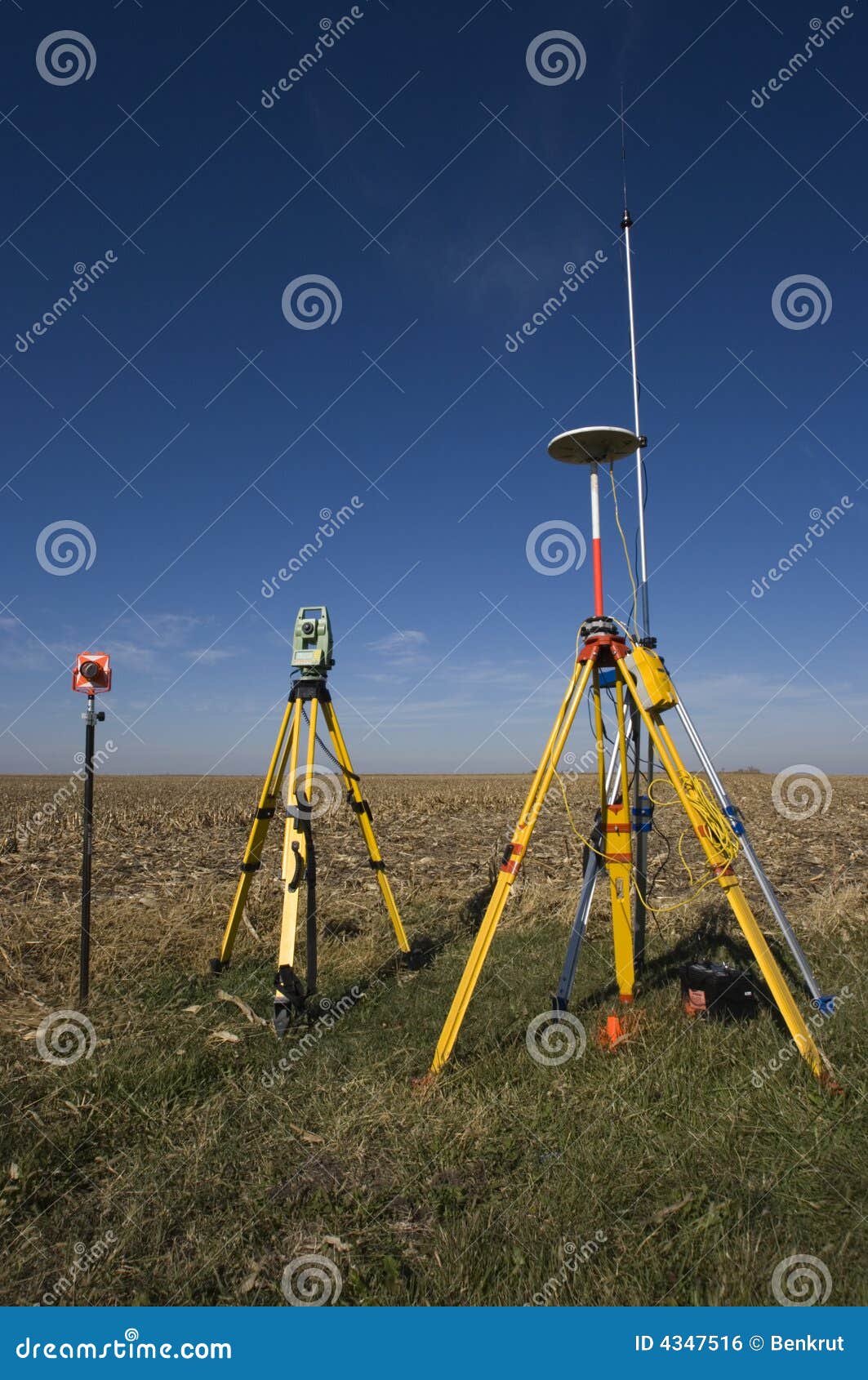 GPS Unit, Total Station and Prism Stock Photo - Image of topography ...