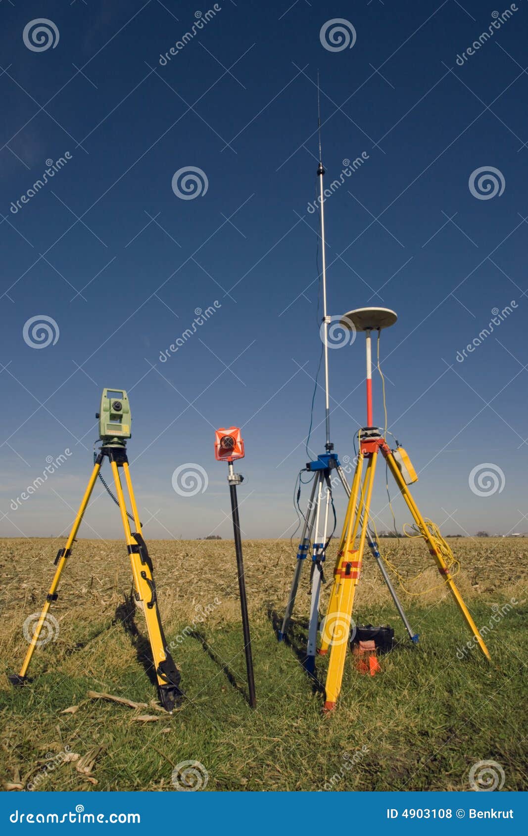 GPS Unit, Total Station and Prism Stock Photo - Image of target ...