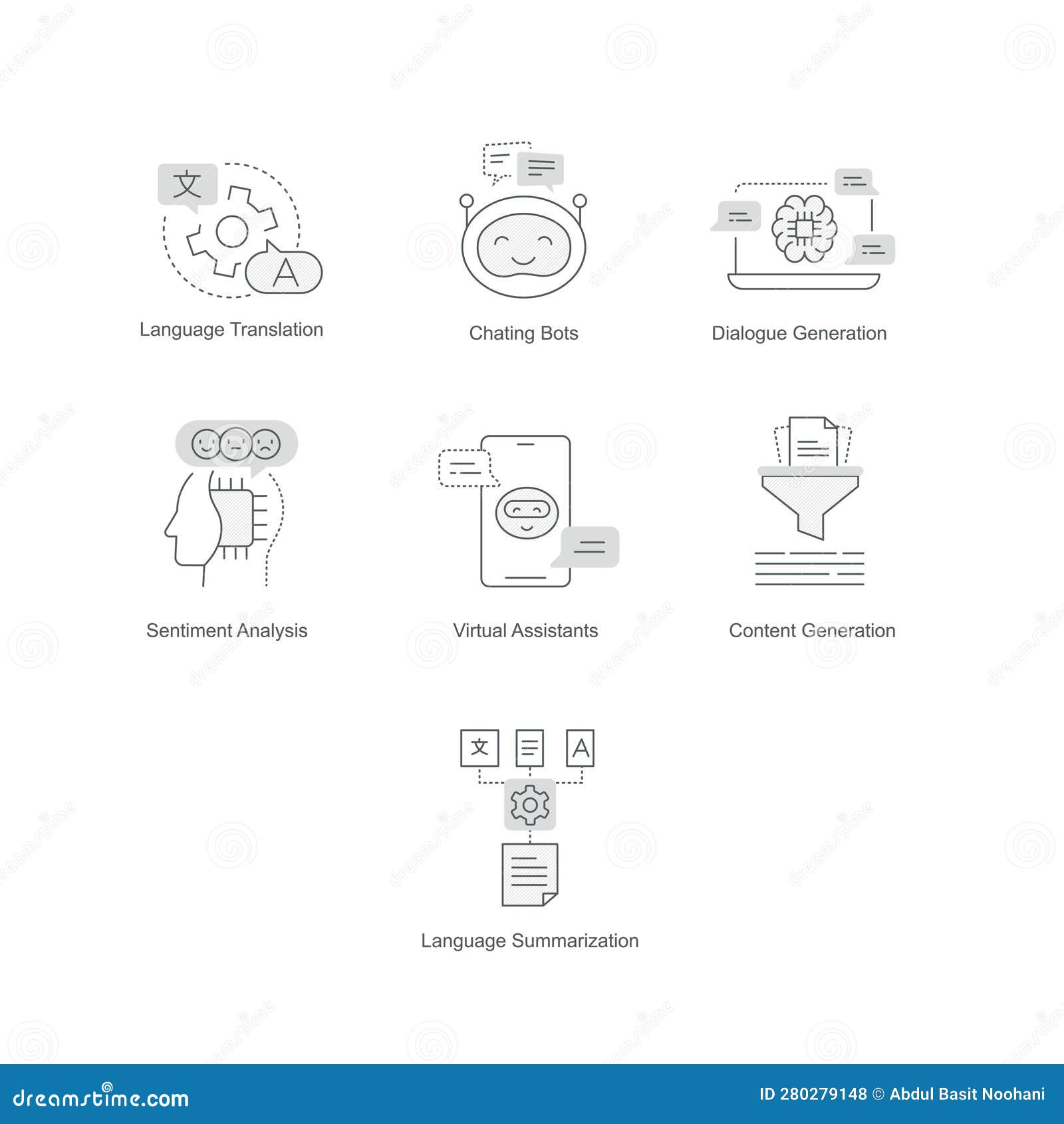 Applications of Generative Pre-training Transformer Icon Set. Vector ...