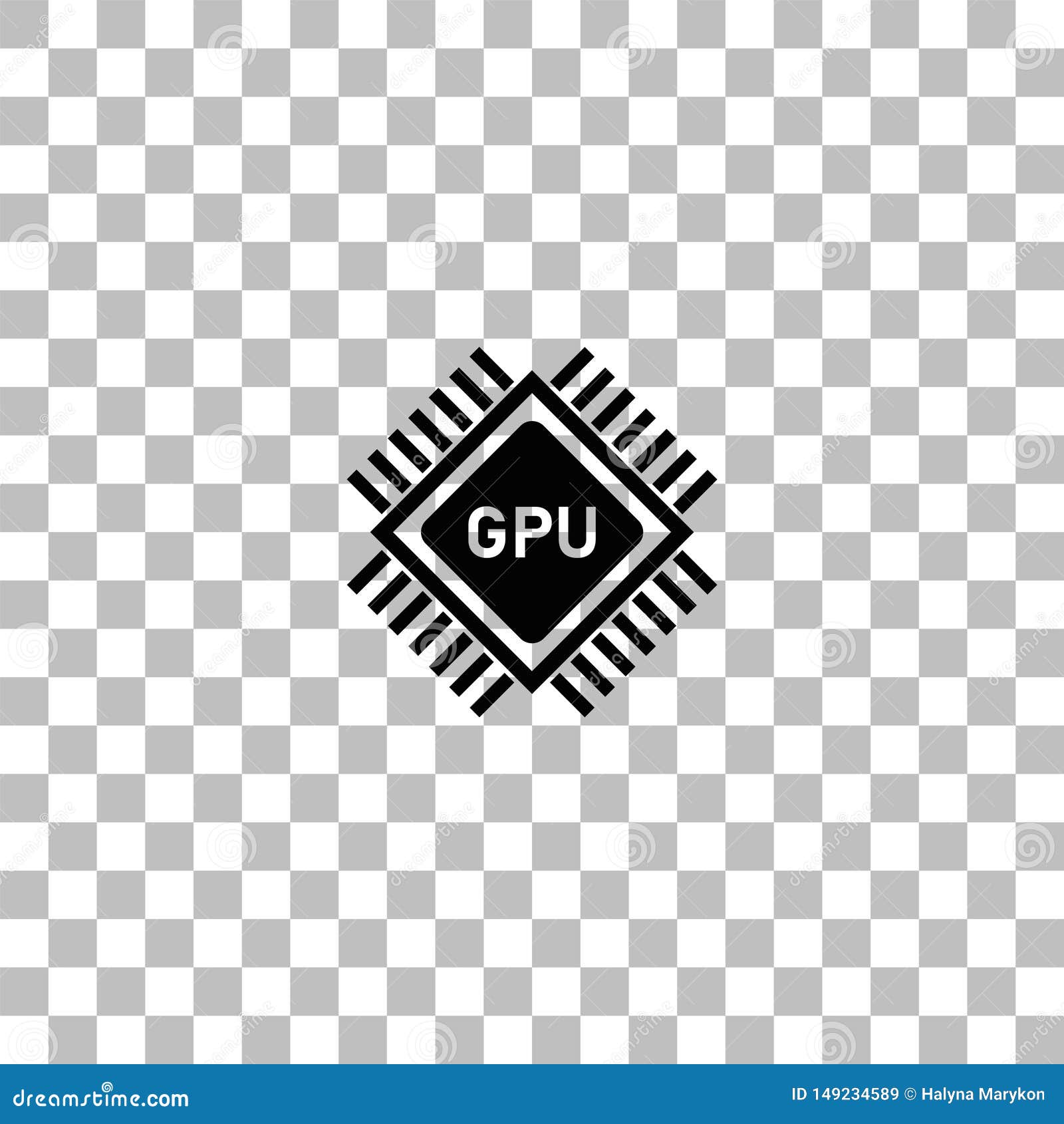 Gpu icon flat stock illustration. Illustration of chipset - 149234589
