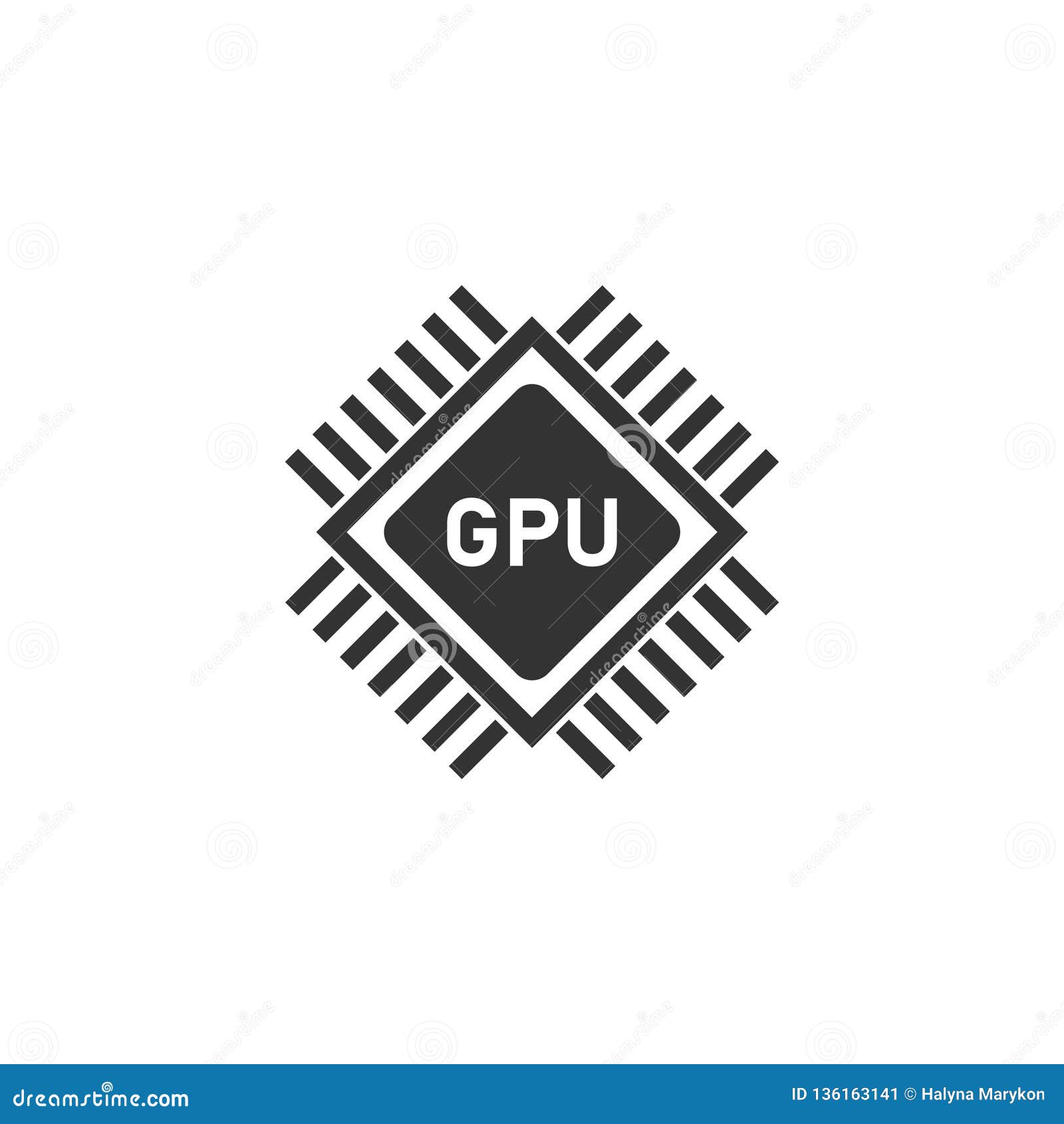 Gpu icon flat stock vector. Illustration of hardware - 136163141