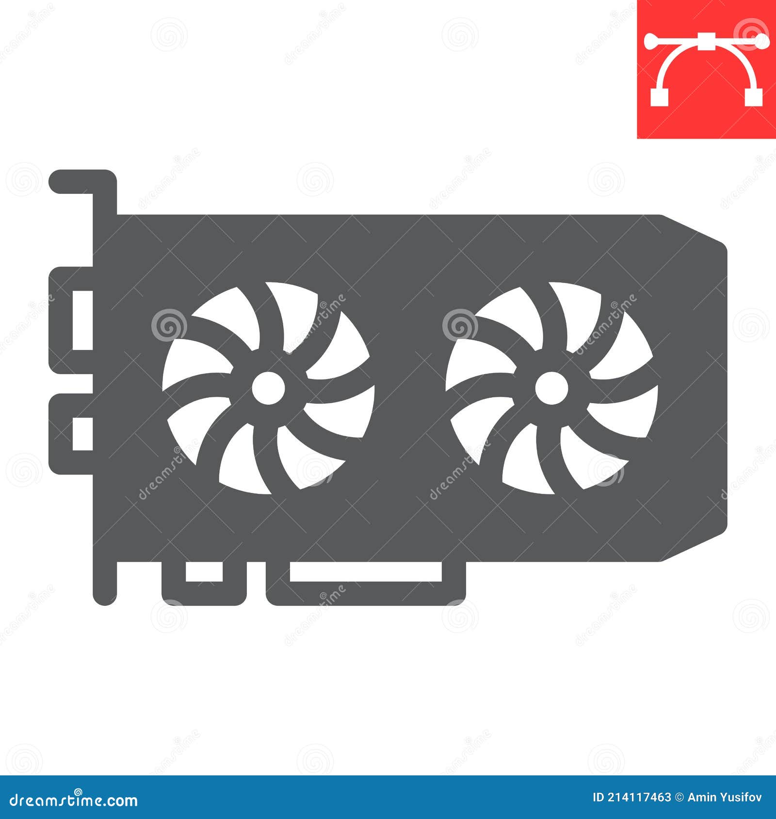 GPU Card Glyph Icon, Hardware and Bitcoin Mining, Graphic Card Vector ...