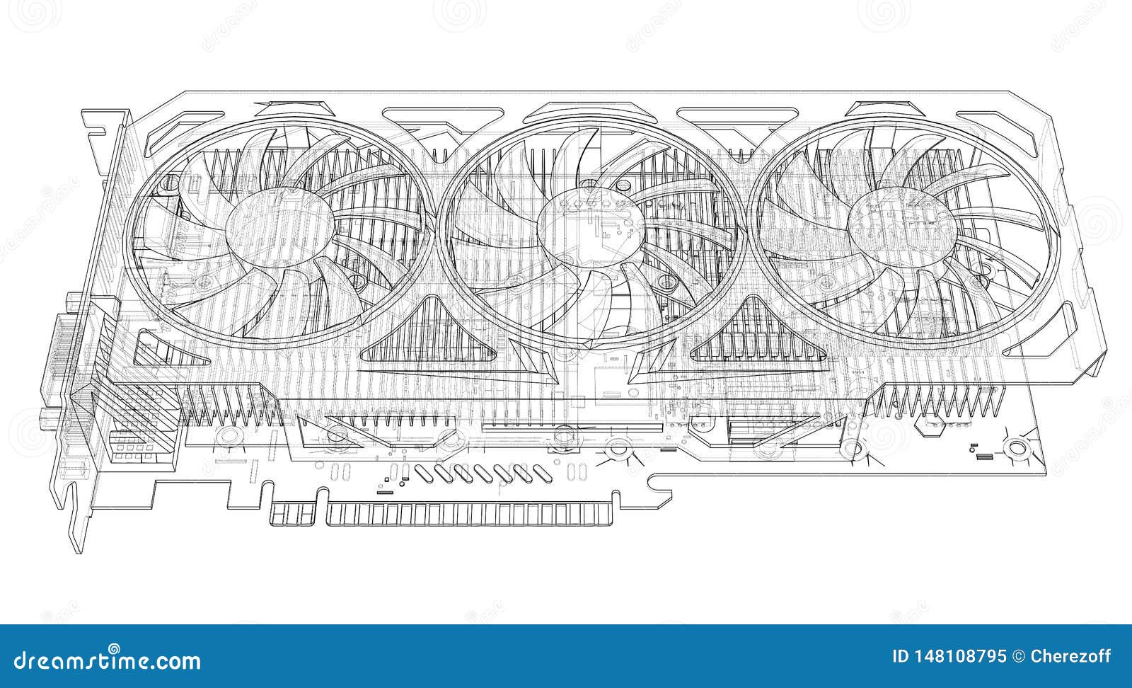 Gpu Card Outline. Vector stock image. Image of powerful - 148108795
