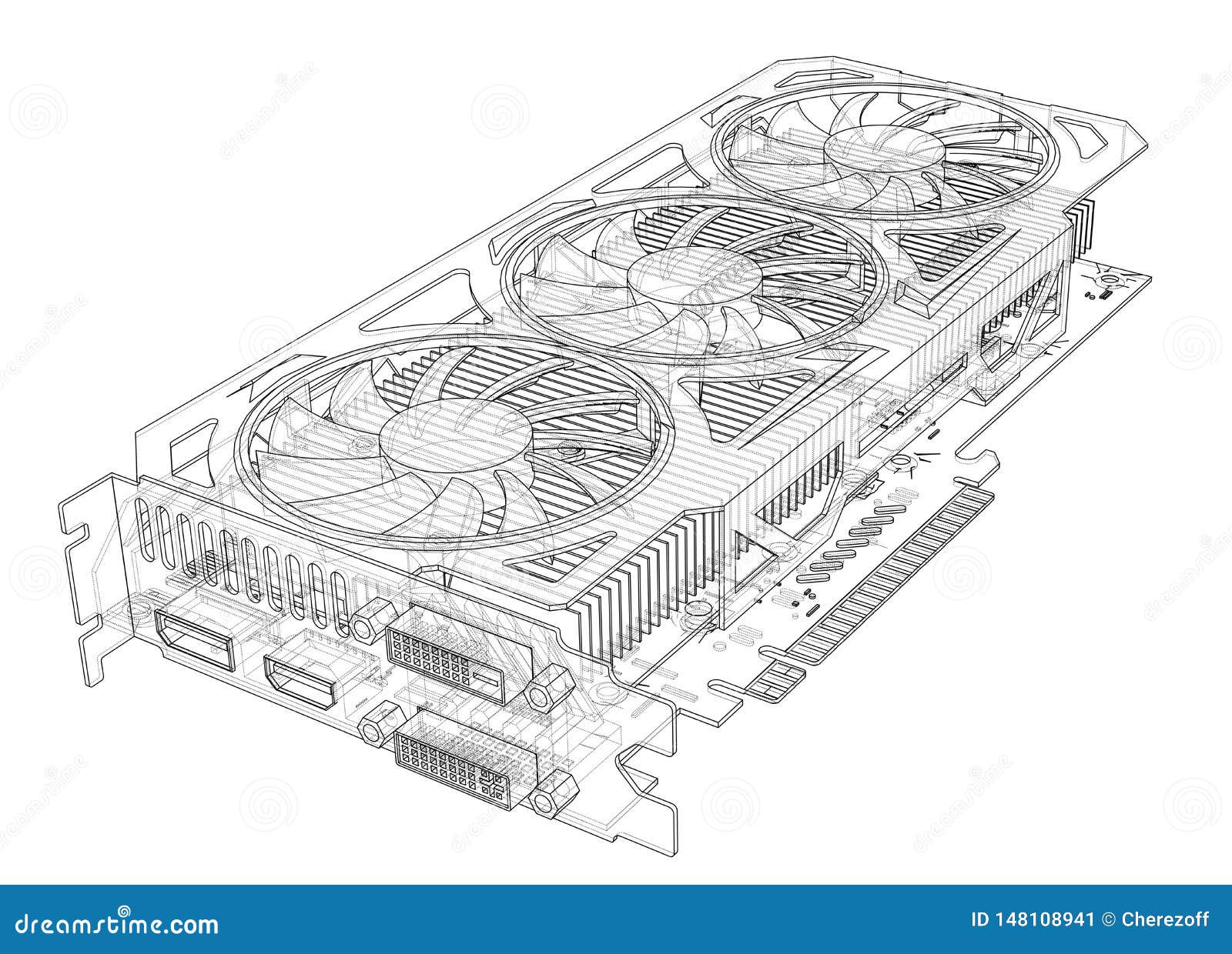 Gpu Card Outline. Vector stock vector. Illustration of graphic - 148108941