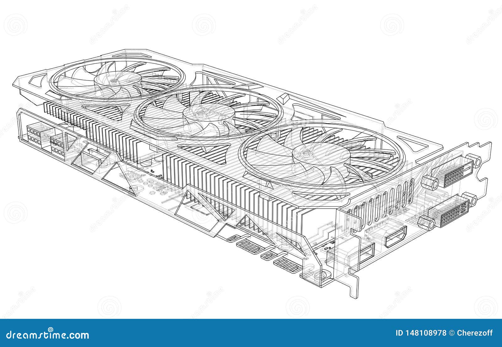 Gpu Card Outline. Vector stock vector. Illustration of graphics - 148108978