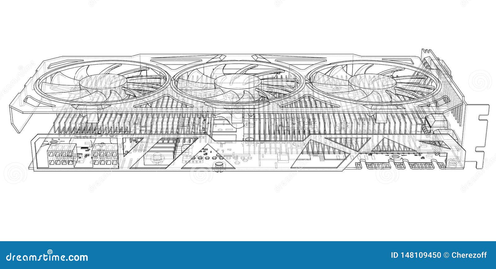 Gpu Card Outline. Vector stock vector. Illustration of future - 148109450